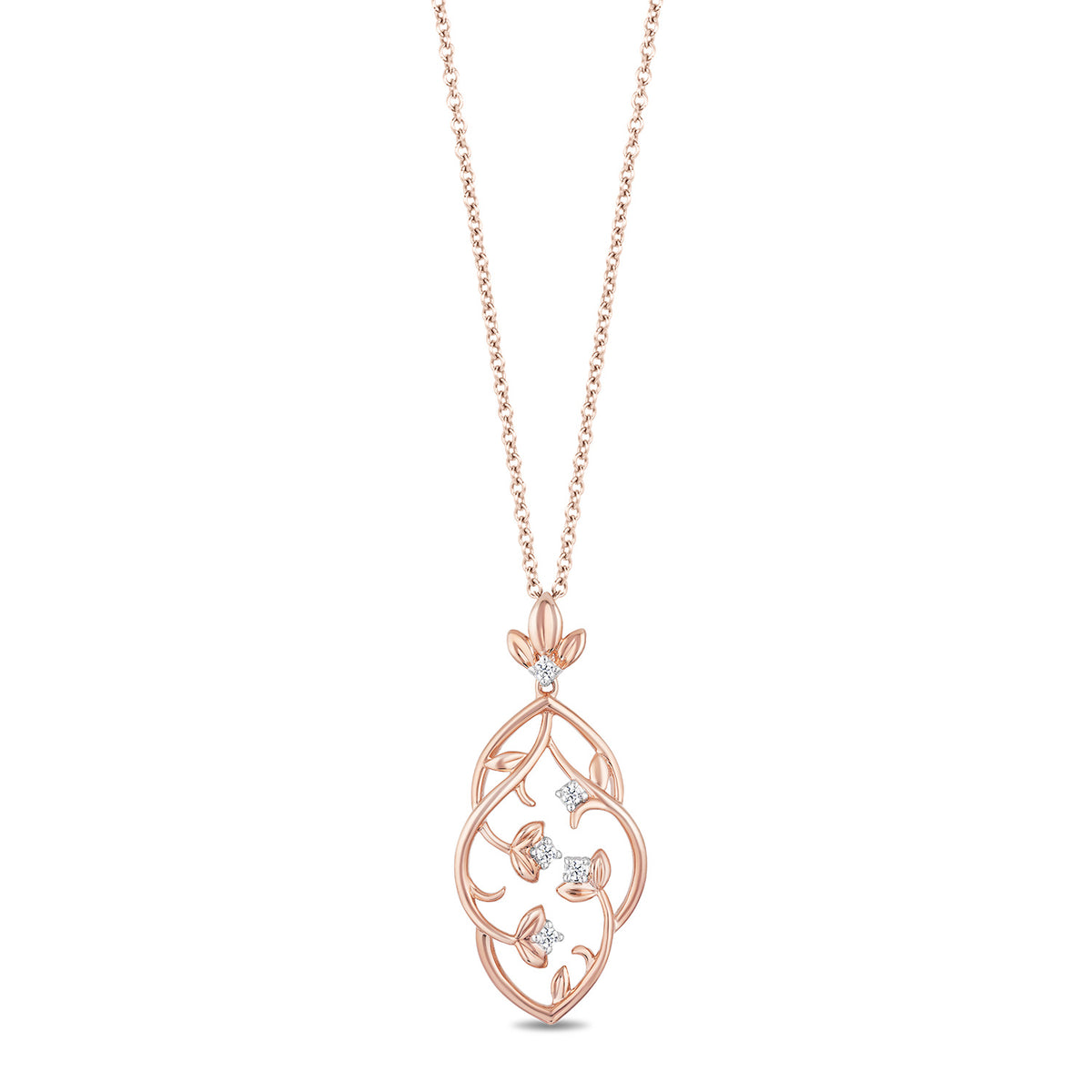Disney Rapunzel Inspired Diamonds Pendant Necklace in 14K Rose Gold ...