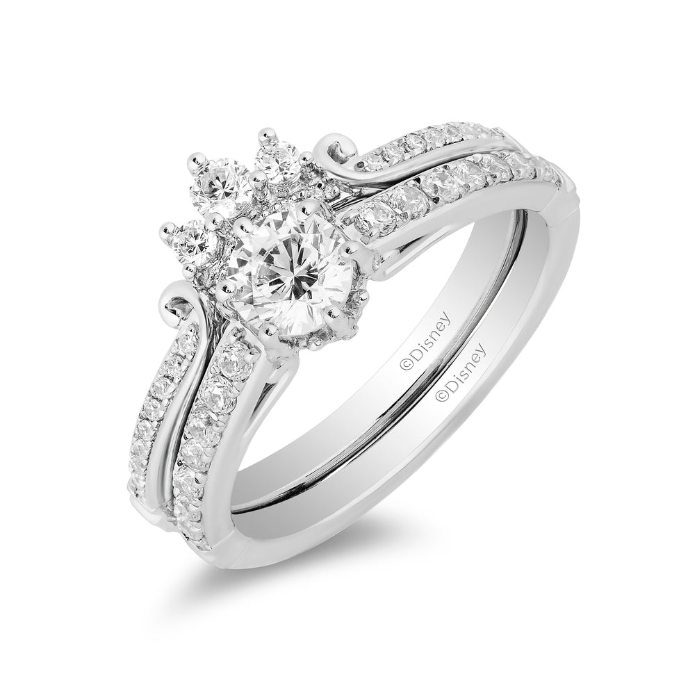 Disney Majestic Princess Inspired Diamond Bridal Set in 14K White Gold ...