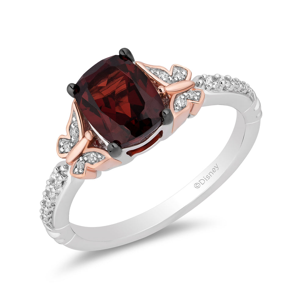 Disney Mulan Inspired Diamonds and Garnet Ring in 14K Rose Gold Over ...