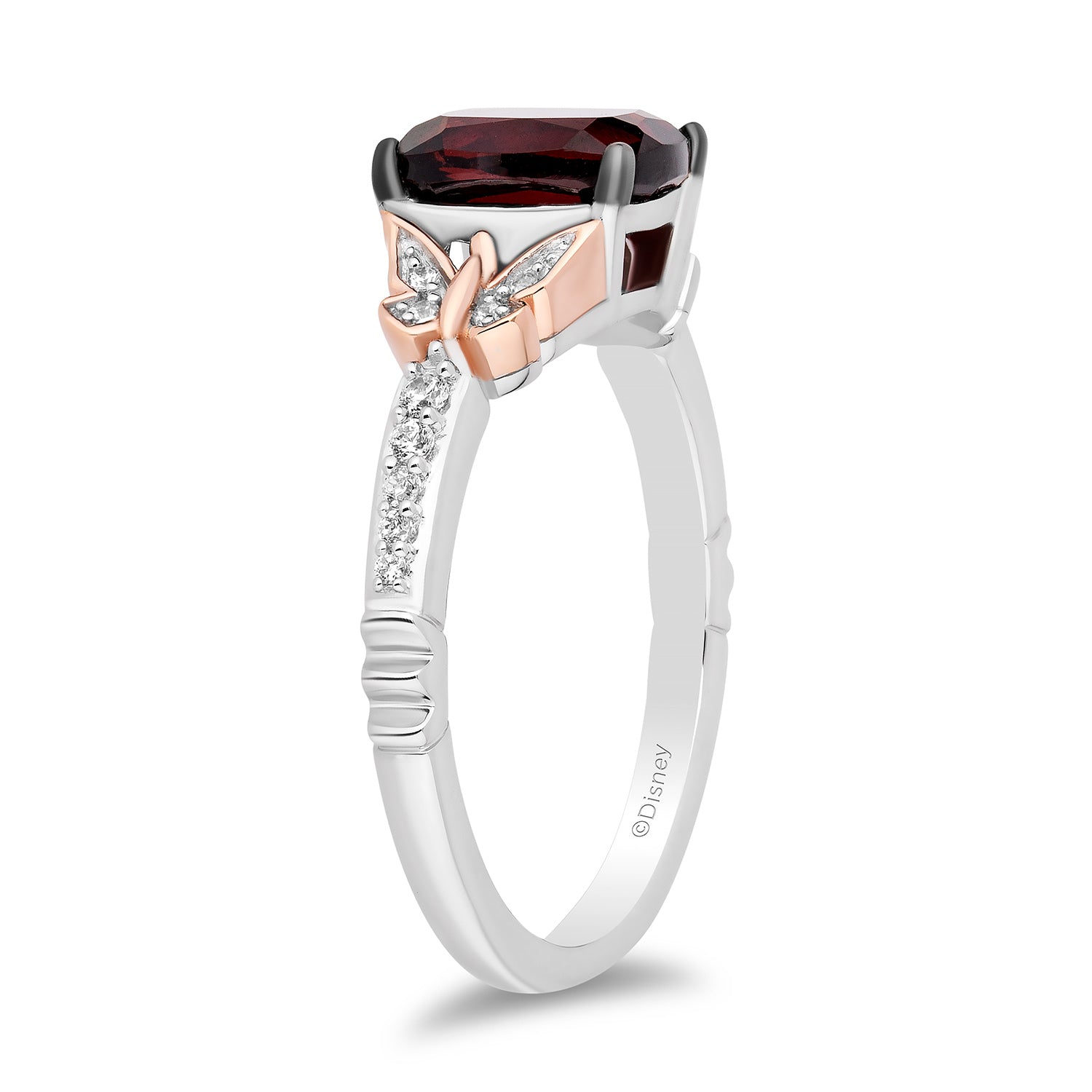 Disney Mulan Inspired Diamonds and Garnet Ring in 14K Rose Gold Over ...