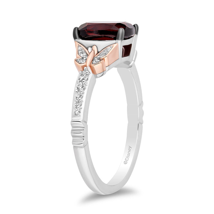 Disney Mulan Inspired Diamonds and Garnet Ring in 14K Rose Gold Over ...