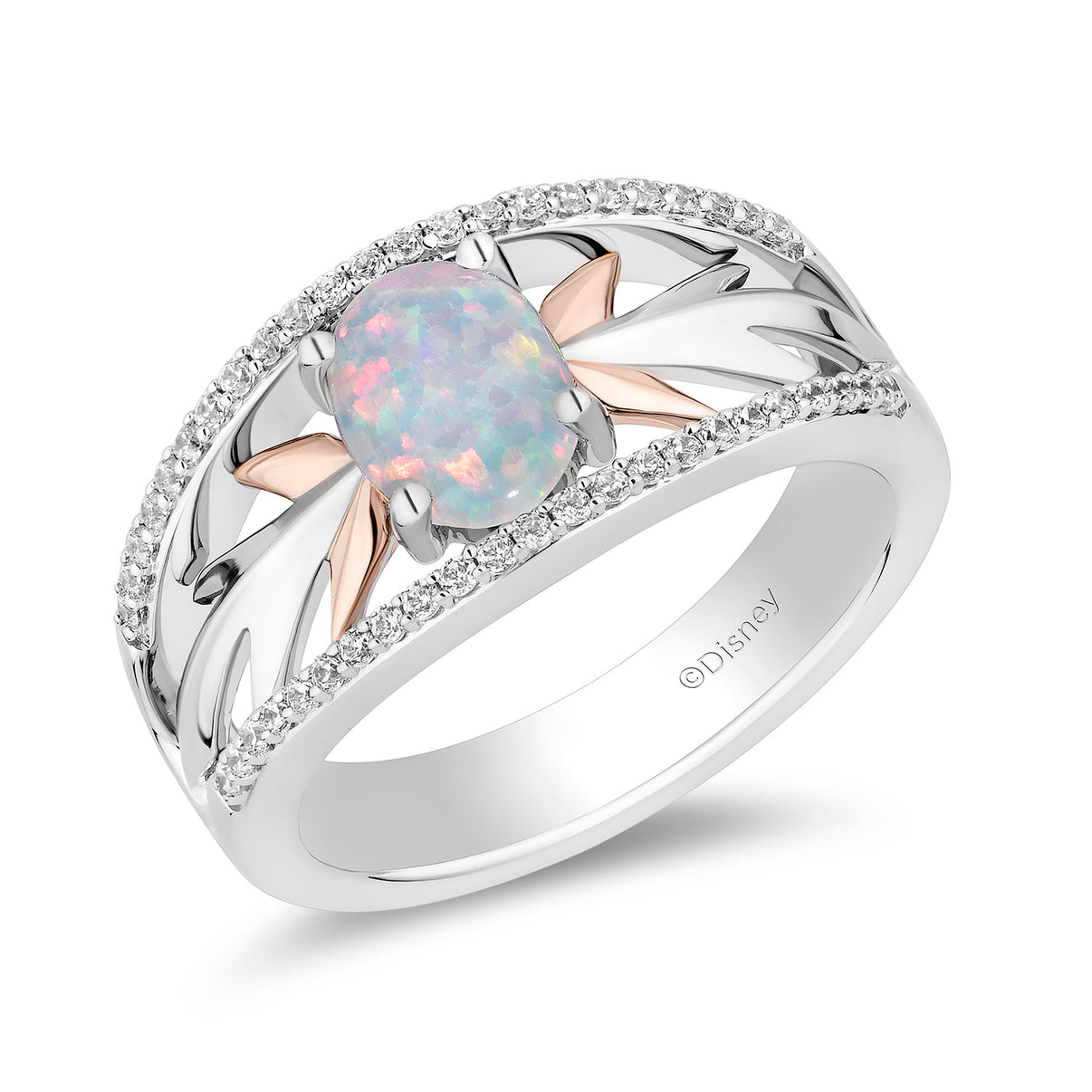 Disney Elsa Inspired Diamonds and Created Opal Ring in 14K Rose Gold ...