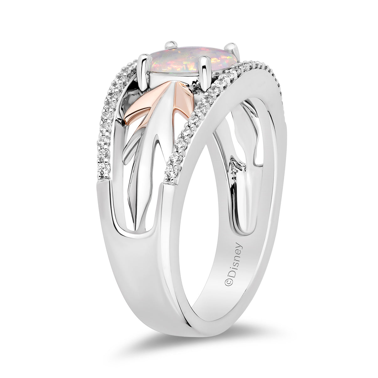 Disney Elsa Inspired Diamonds and Created Opal Ring in 14K Rose Gold ...
