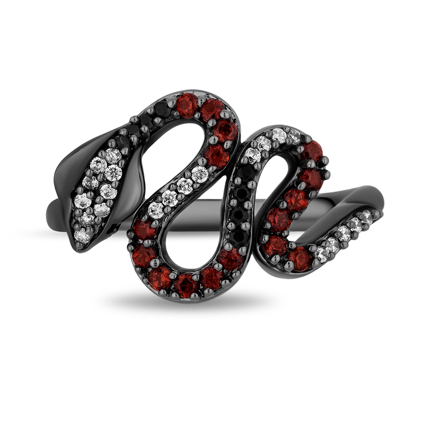 Disney Jafar Inspired Diamonds and Garnet Ring in Black Rhodium Over ...