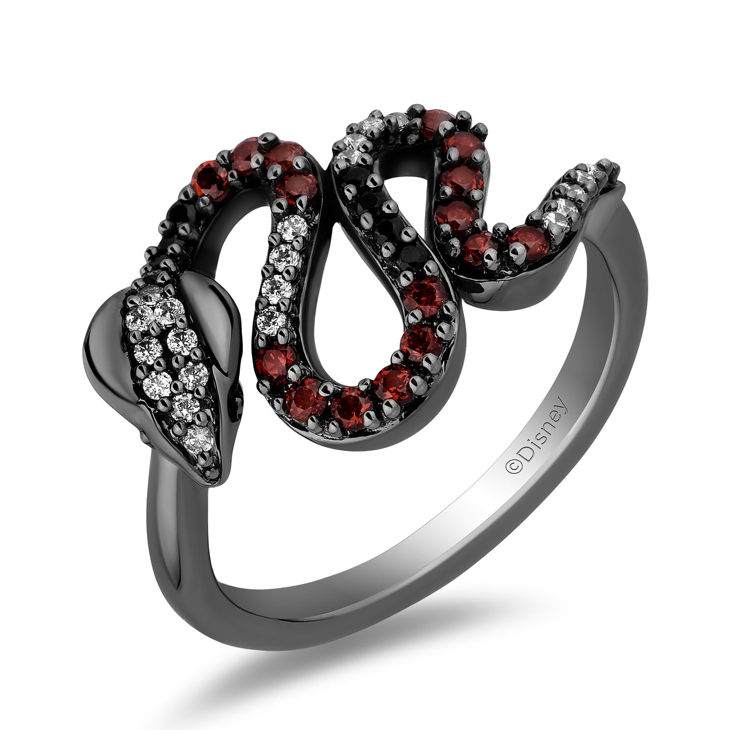 Disney Jafar Inspired Diamonds and Garnet Ring in Black Rhodium Over ...