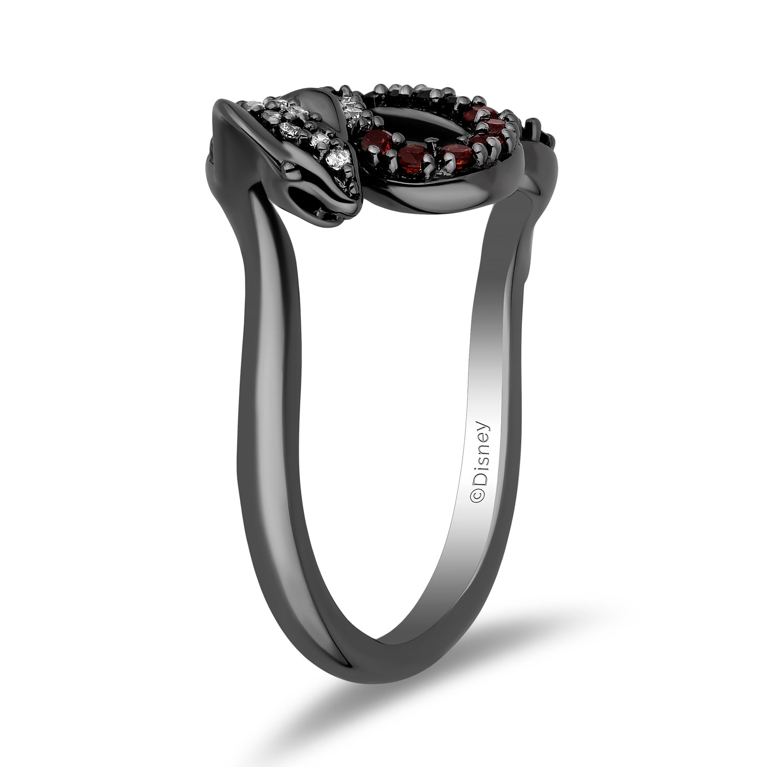 Disney Jafar Inspired Diamonds and Garnet Ring in Black Rhodium Over ...
