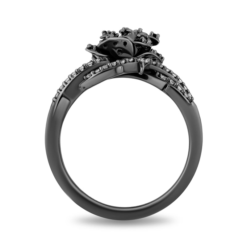Disney Maleficent Inspired White Diamonds & Black Diamonds Ring in ...
