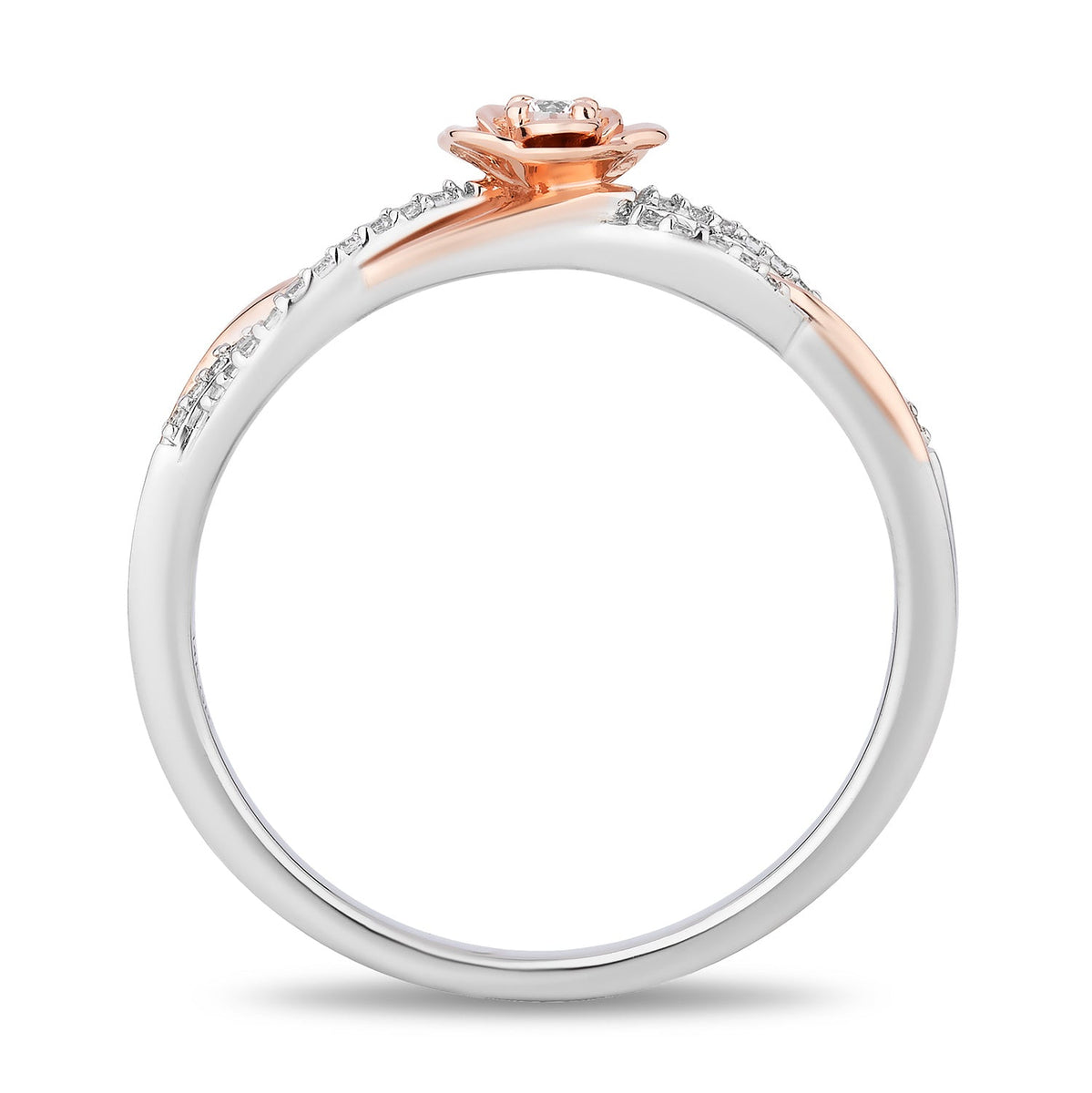 Disney Belle Inspired Diamonds Promise Ring in 14K Rose Gold Over ...