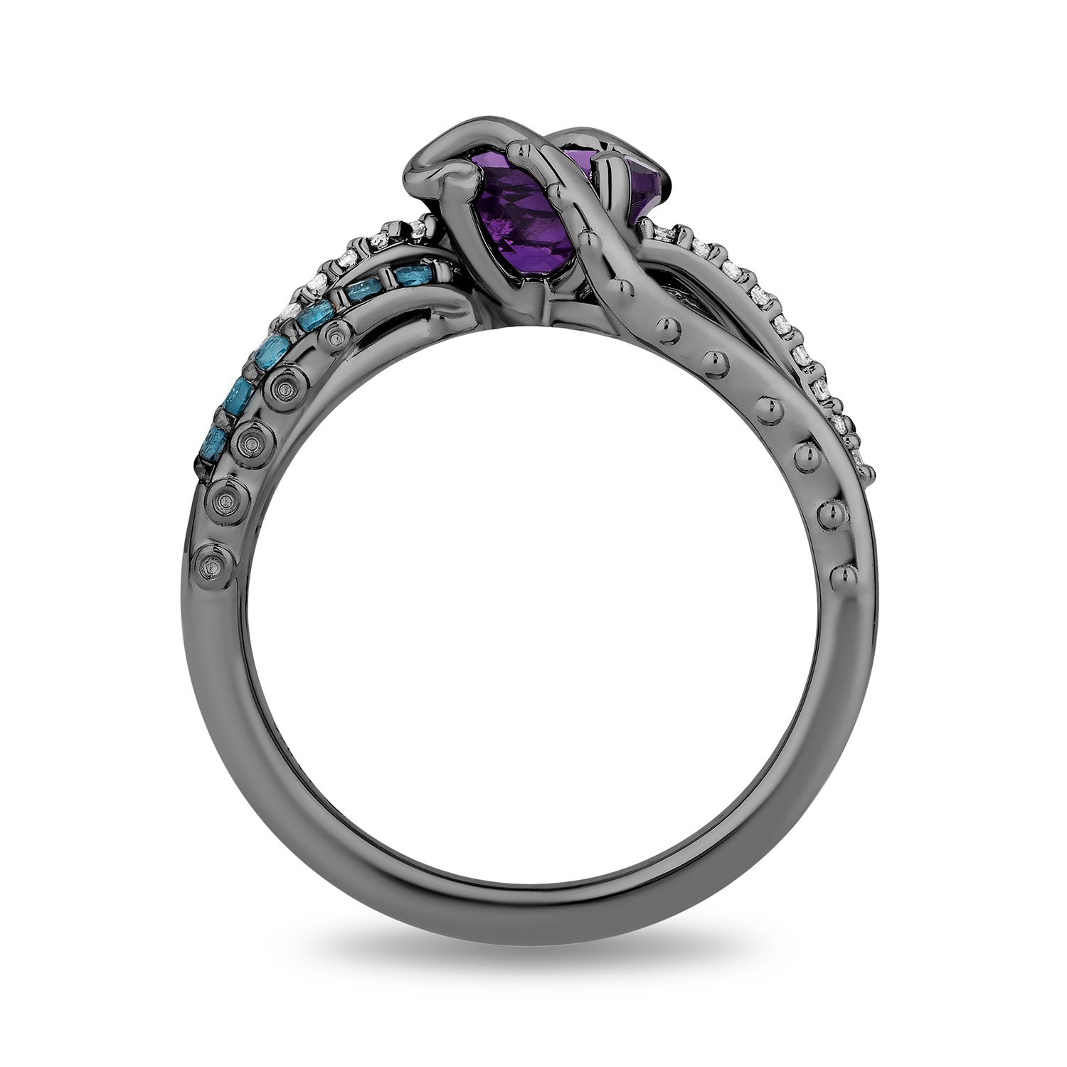Disney Ursula Inspired Diamond Swiss Blue Topaz Ring in Black Rhodium ...