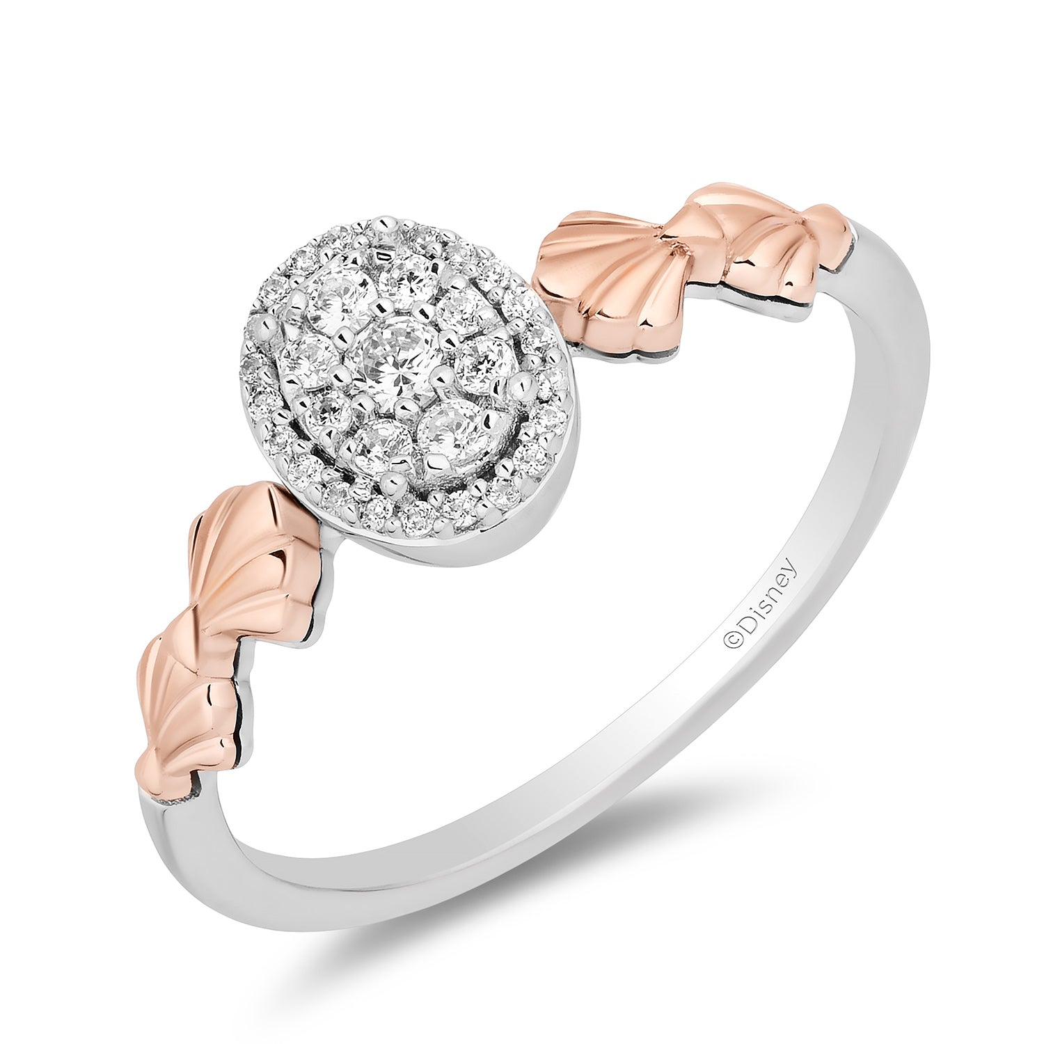 Enchanted Disney Fine Jewelry 14K White Gold and Rose Gold with 1/5 CT