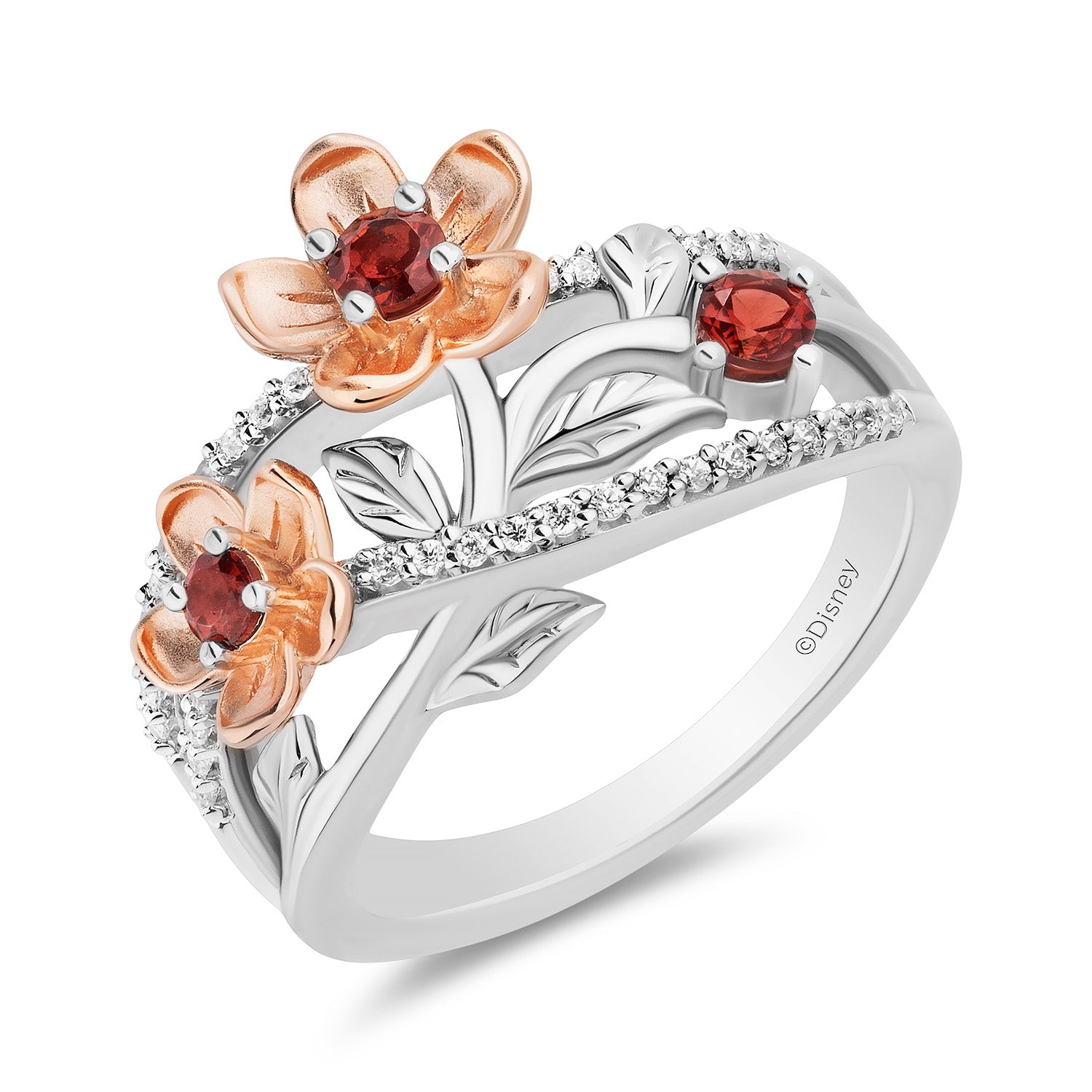 Disney Snow White Inspired Diamond and Garnet Ring in 14K Rose Gold ...