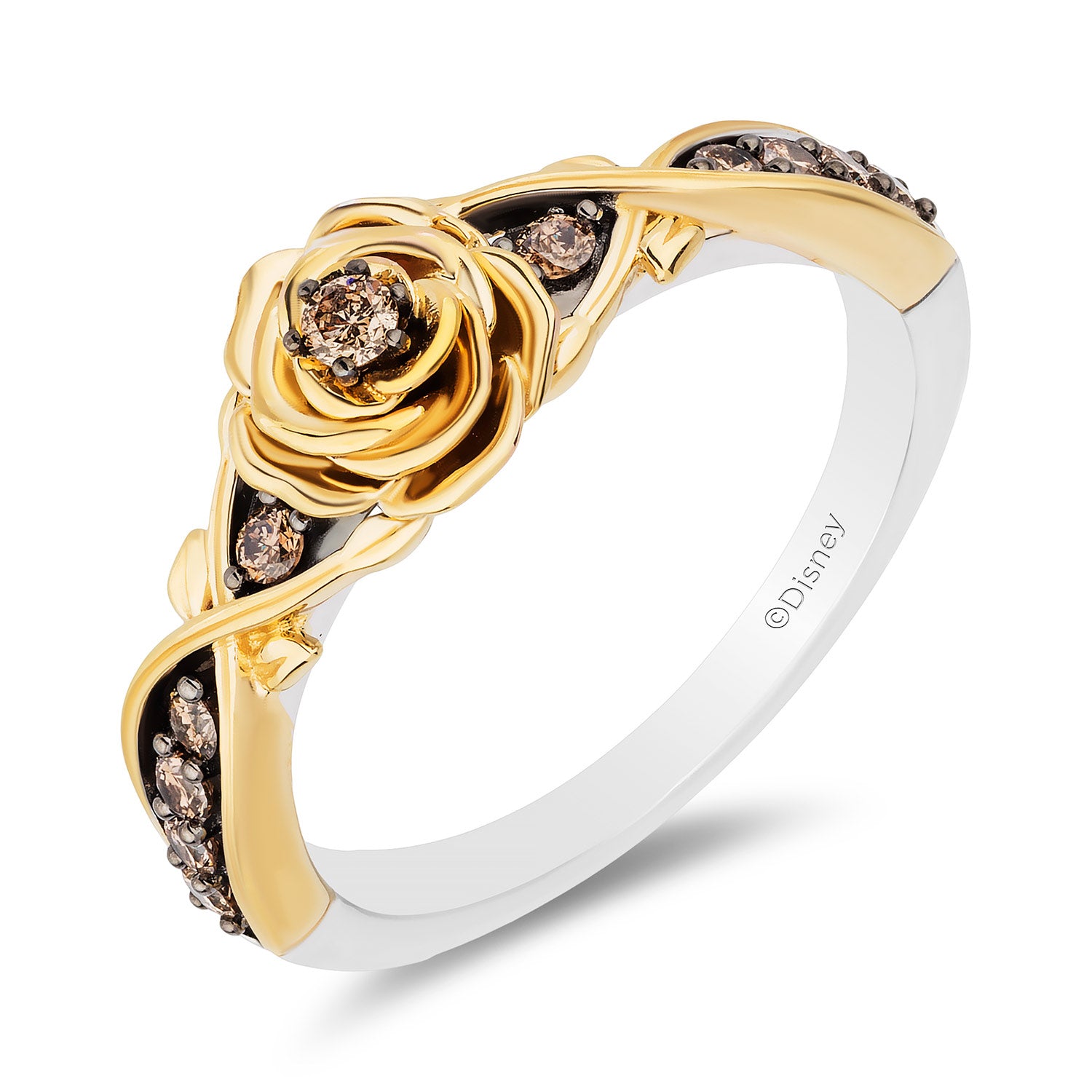 Enchanted Disney Fine Jewelry 14K Yellow Gold and Black Rhodium over S