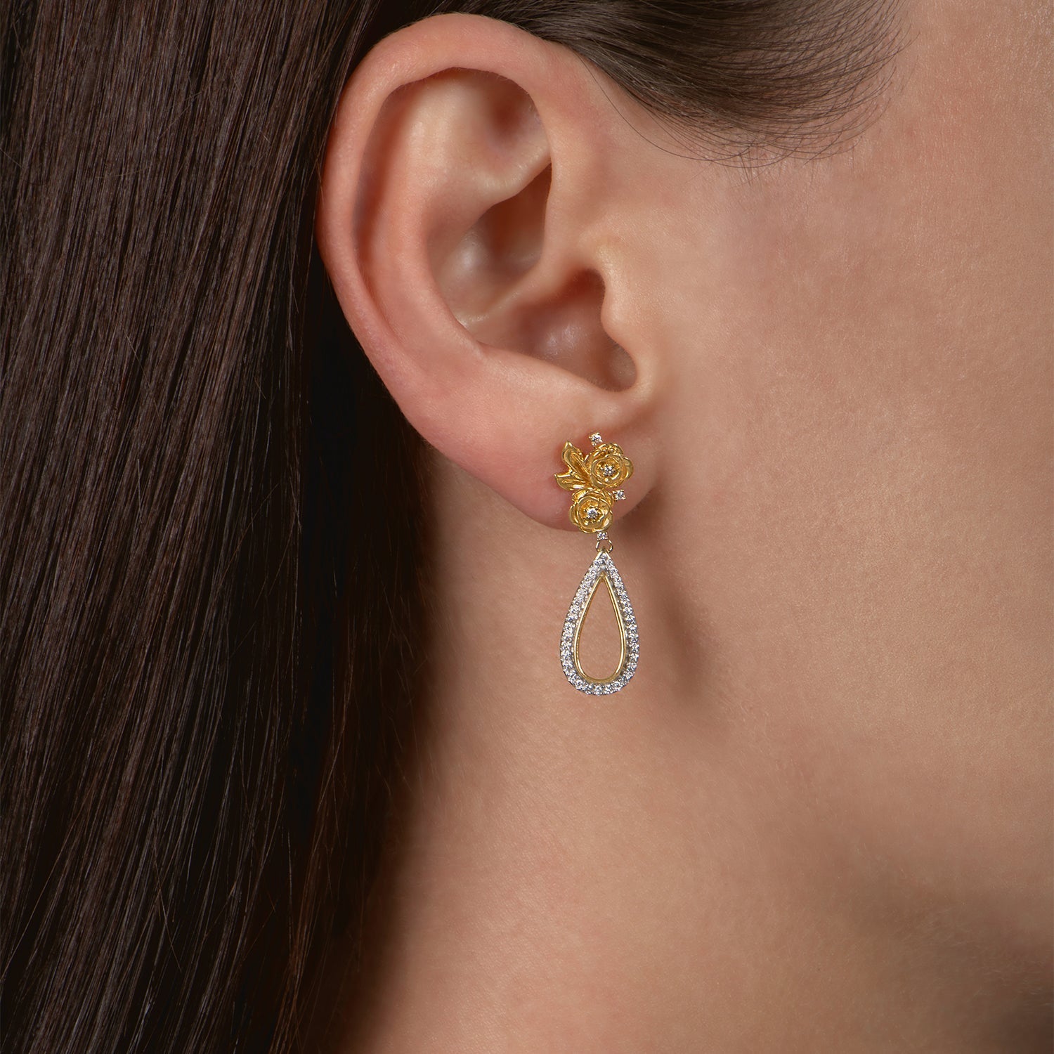 Disney Belle Inspired Diamond Earrings Yellow Gold 1/4 CTTW | Enchanted ...