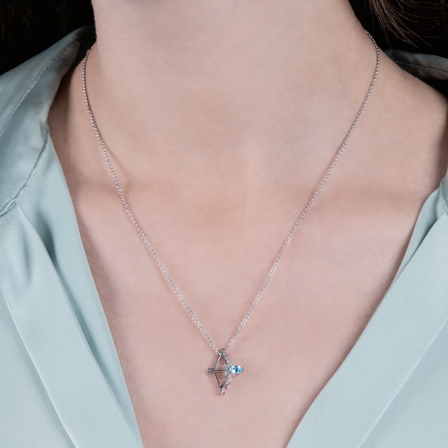 Disney Merida Inspired Diamond and Swiss Blue Topaz Pendant Necklace in ...