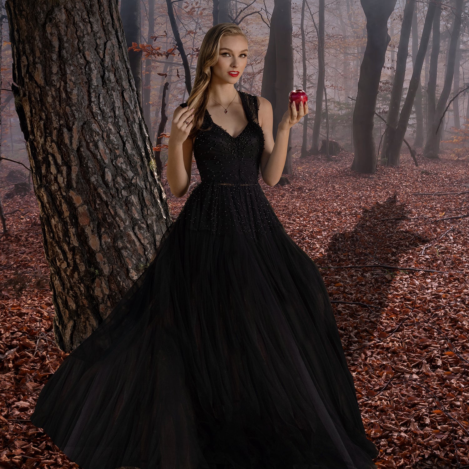 Disney Evil Queen Inspired Diamond & Red Garnet Ring in Black Rhodium ...