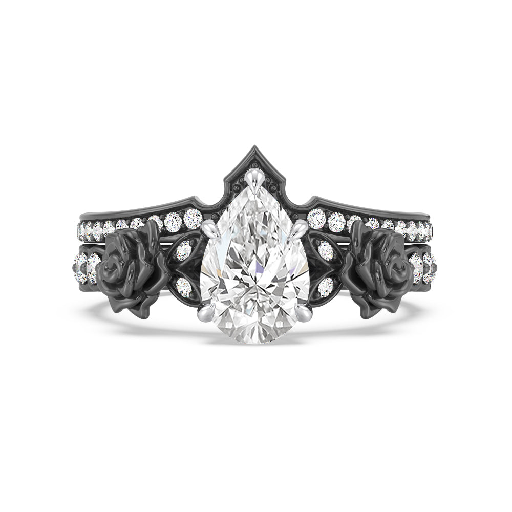 Disney's Maleficent Inspired 1 3/8 CTTW Pear Cut Lab Grown Diamond Rose ...