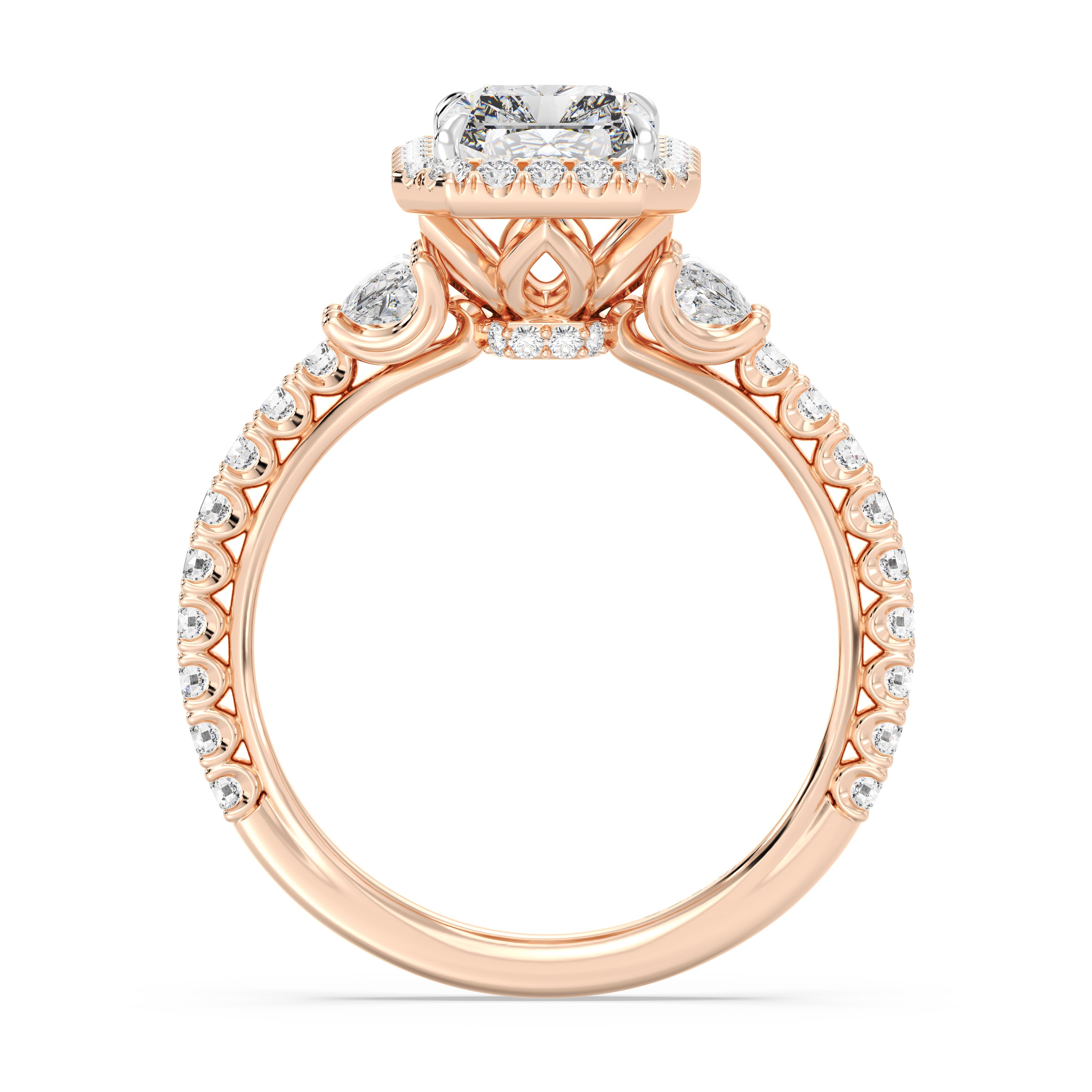 Enchanted Star Lab Grown Diamond 14K Gold Jasmine Half-moon Three Ston ...