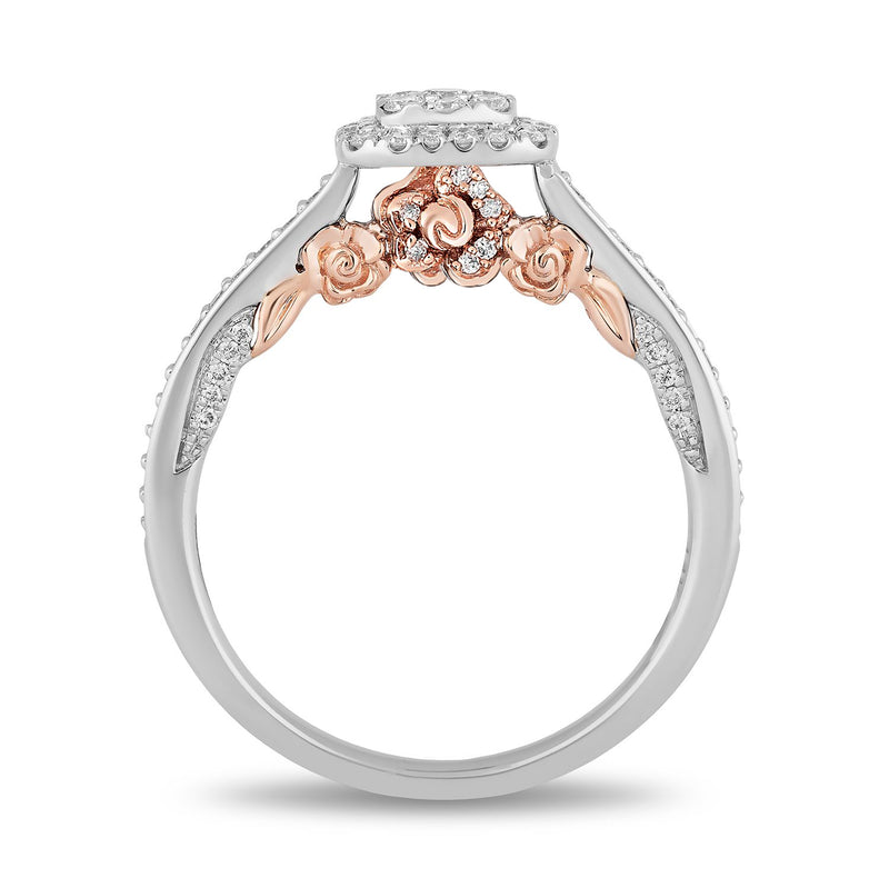 Disney Belle Inspired Diamond Engagement Ring in 14K White Gold and ...