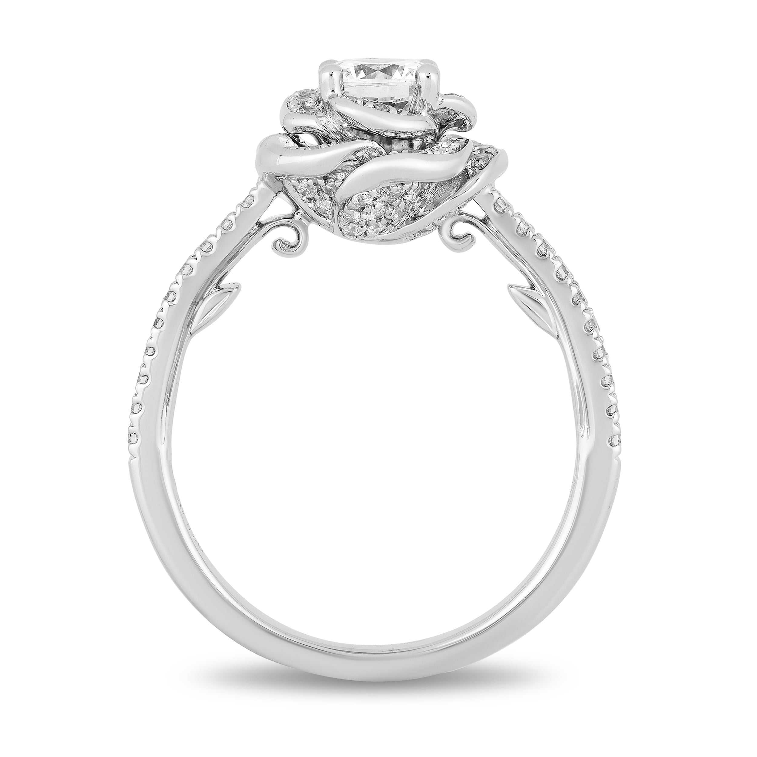 Disney Belle Inspired Diamond Engagement Rose Ring 14K White Gold 1.0 ...
