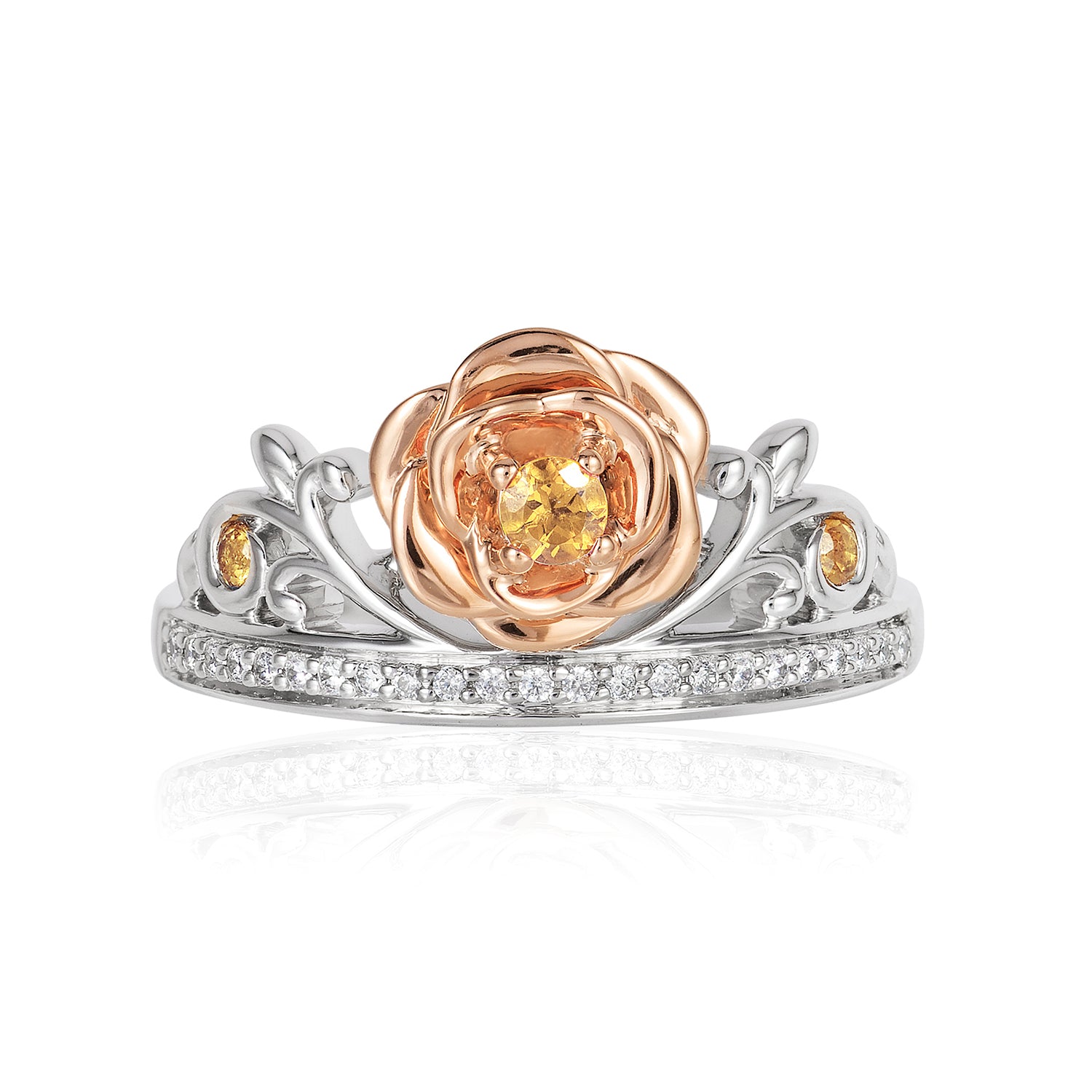 Disney Belle Inspired Diamond Rose Ring in 14K Rose Gold over Sterling ...