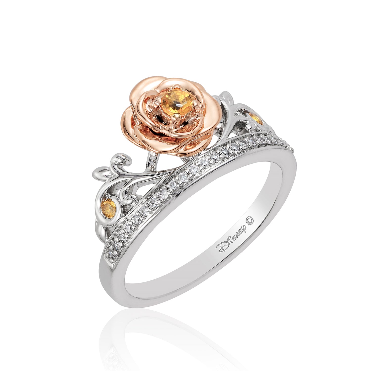 Disney Belle Inspired Diamond Rose Ring in 14K Rose Gold over Sterling ...