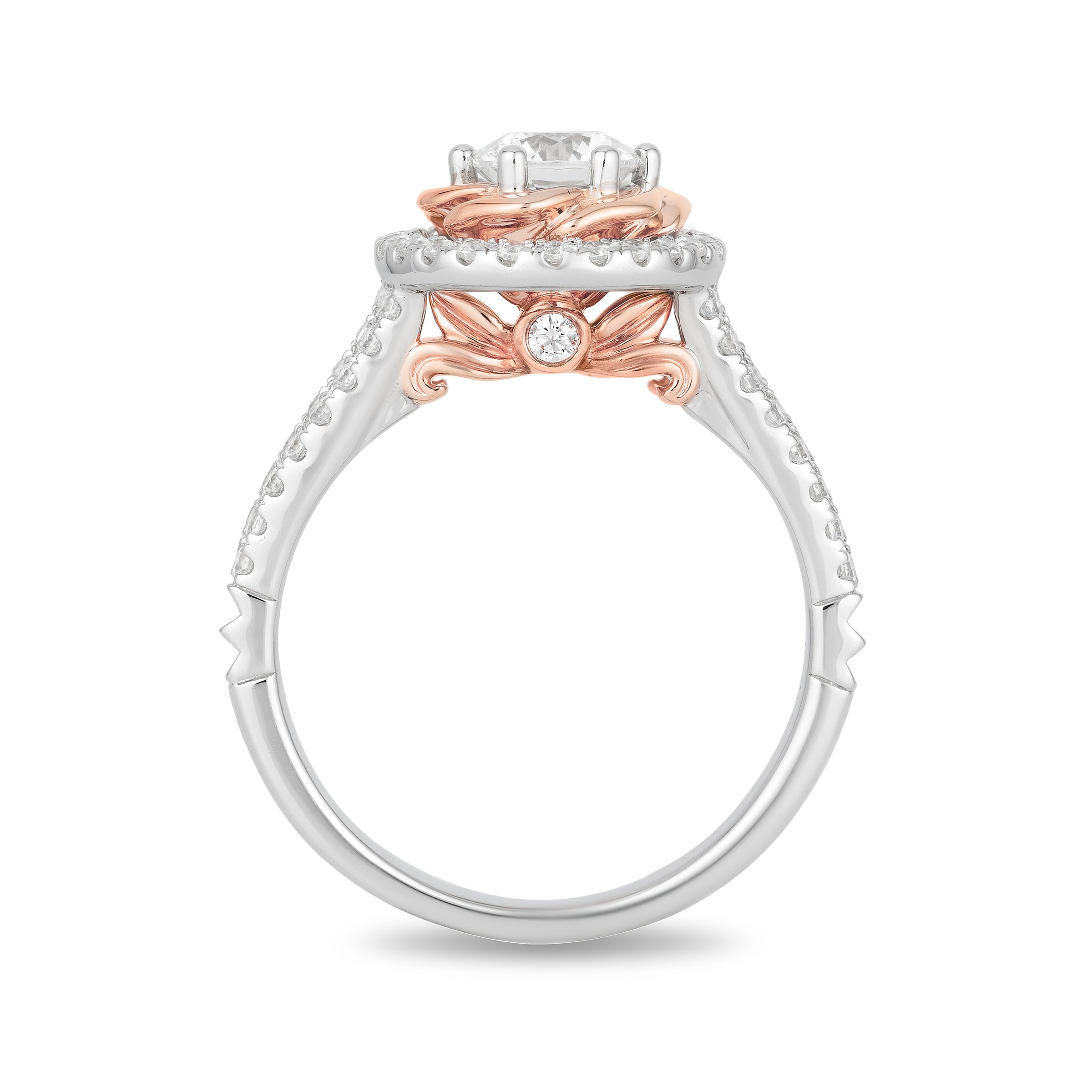 Disney Belle Inspired Diamond Engagement Ring in 14K White Gold & Rose ...