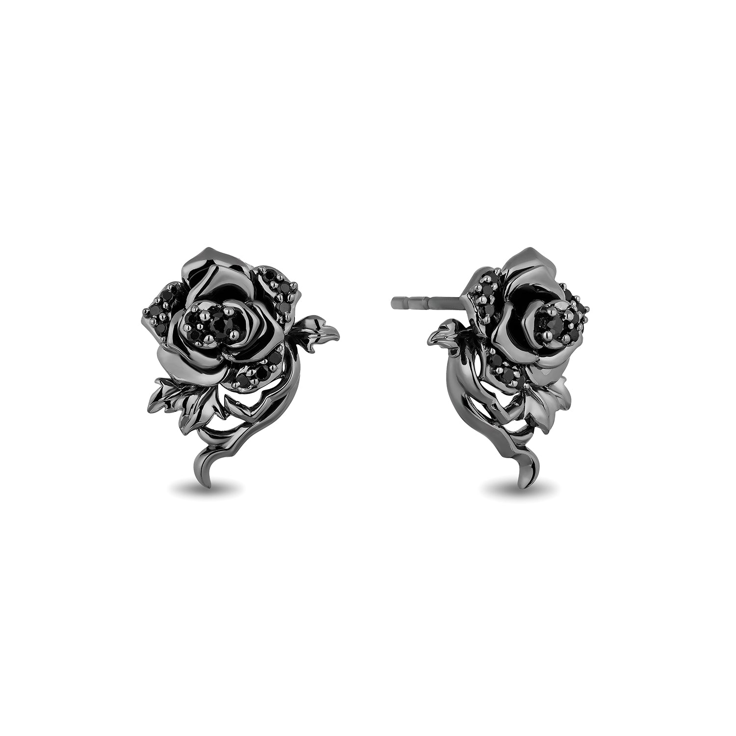 Disney Maleficent Inspired Rose Earrings Black Rhodium 1/5 CTTW ...