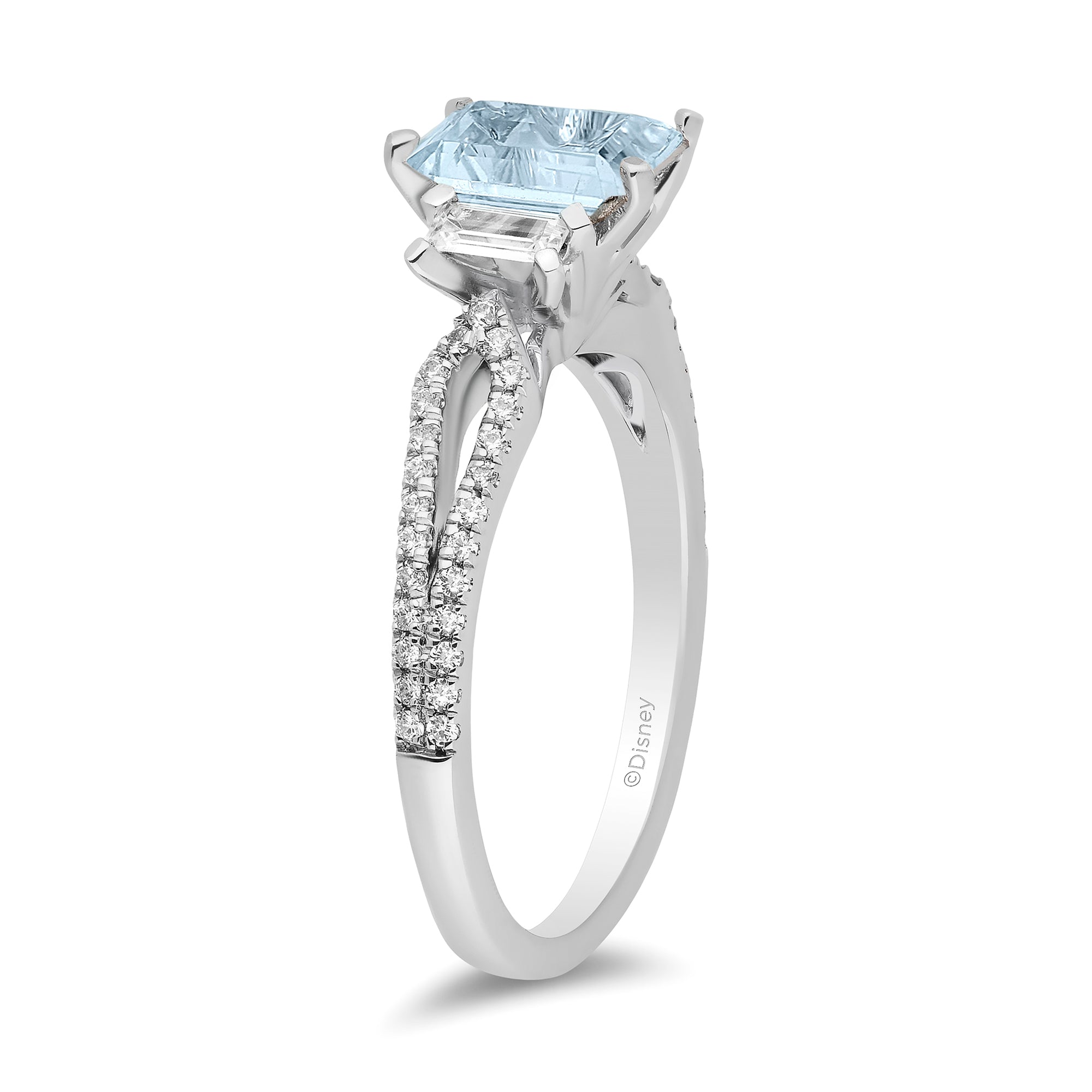Disney Elsa Inspired Diamond & Aquamarine Ring 10K White Gold 3/8 CTTW ...