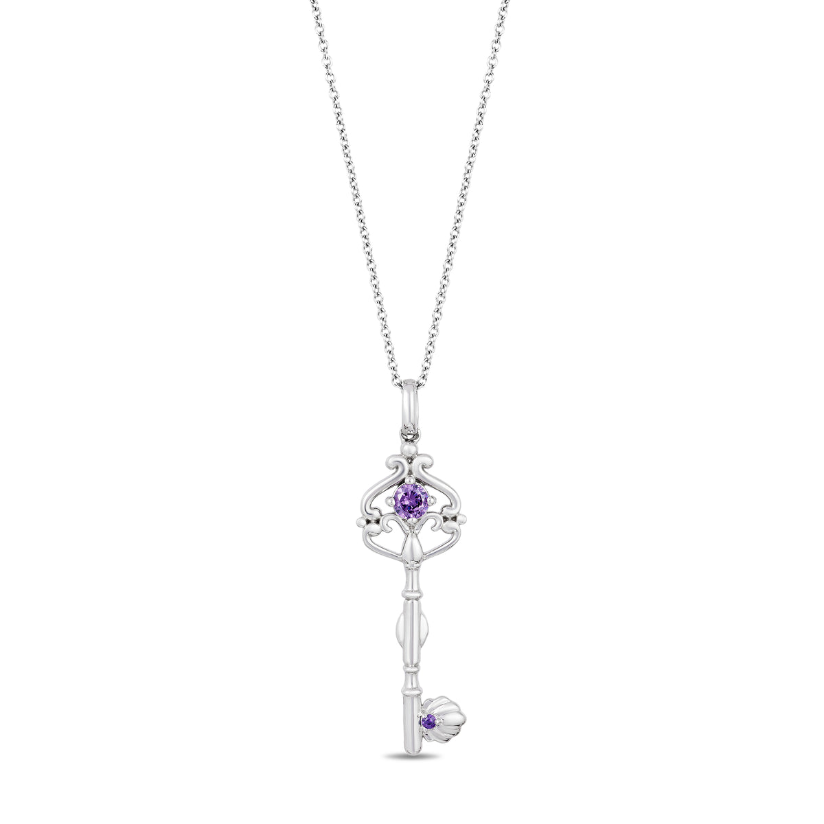 Disney Ariel Inspired Shell Key Pendant Necklace in Sterling Silver Enchanted Disney Fine Jewelry
