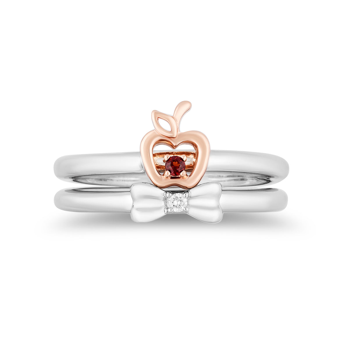 Disney Snow White Inspired Diamond Accent with Red Garnet Duo Ring in ...