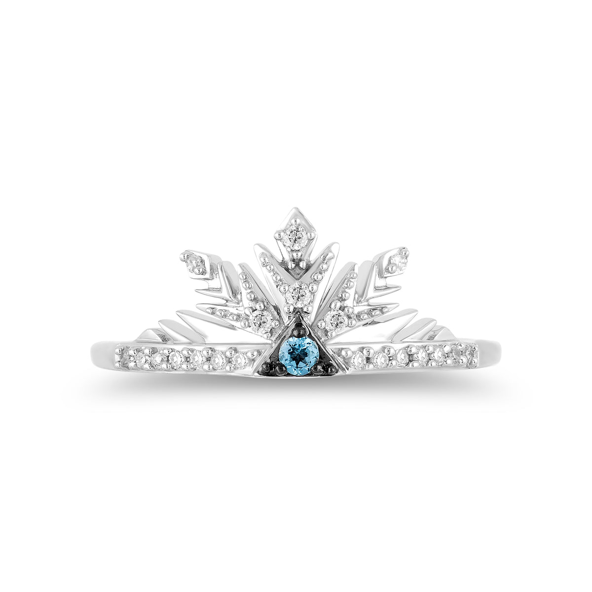 Disney Elsa Inspired Diamond & Swiss Blue Topaz Snowflake Ring in ...