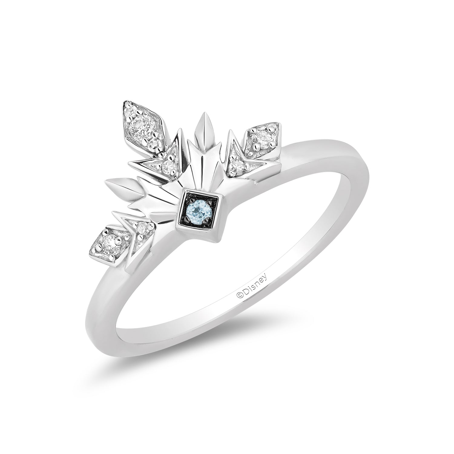 Disney Elsa Inspired Diamond Snowflake Ring in Sterling Silver 1/20 ...