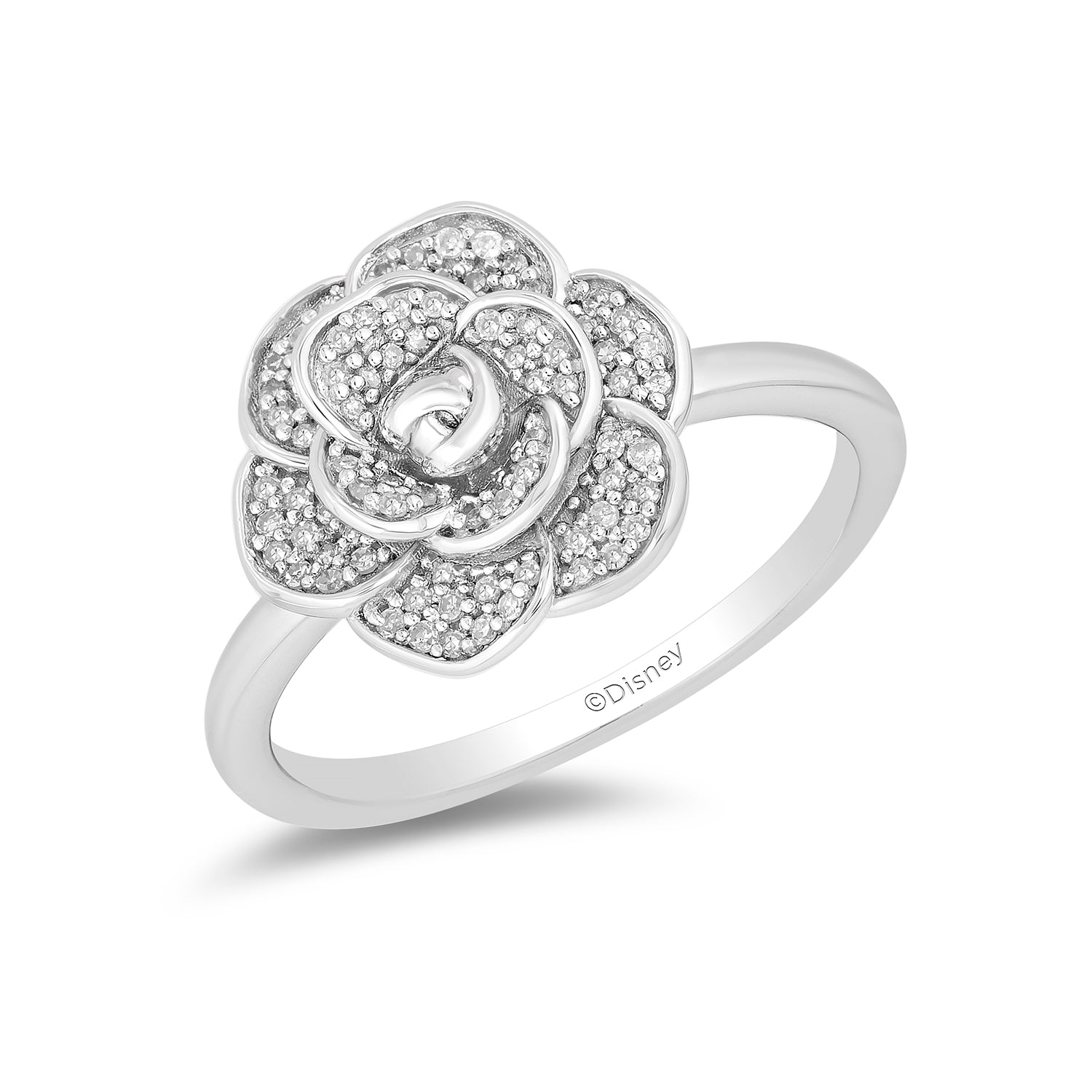 Disney Cinderella Inspired Diamond Flower Ring in Sterling Silver 1/5 ...