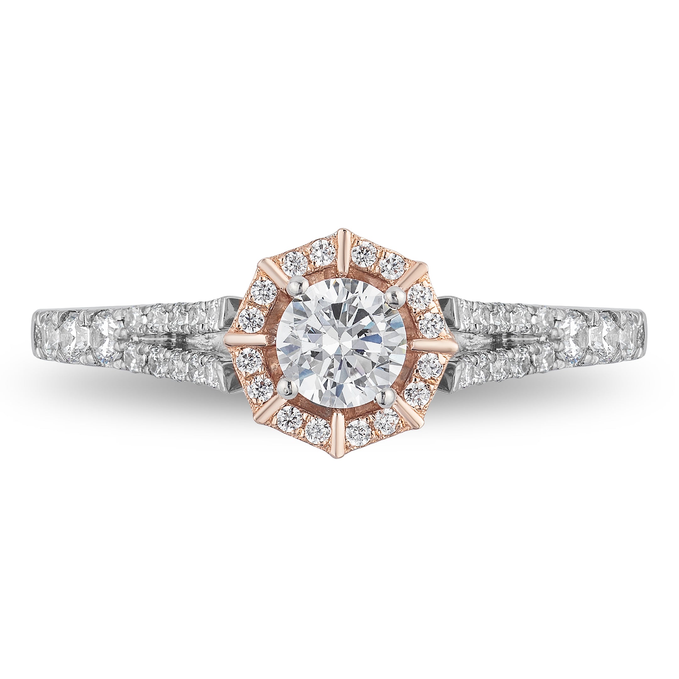 Disney Mulan Inspired Engagement Ring in 14K White Gold & Rose Gold 3/4 ...