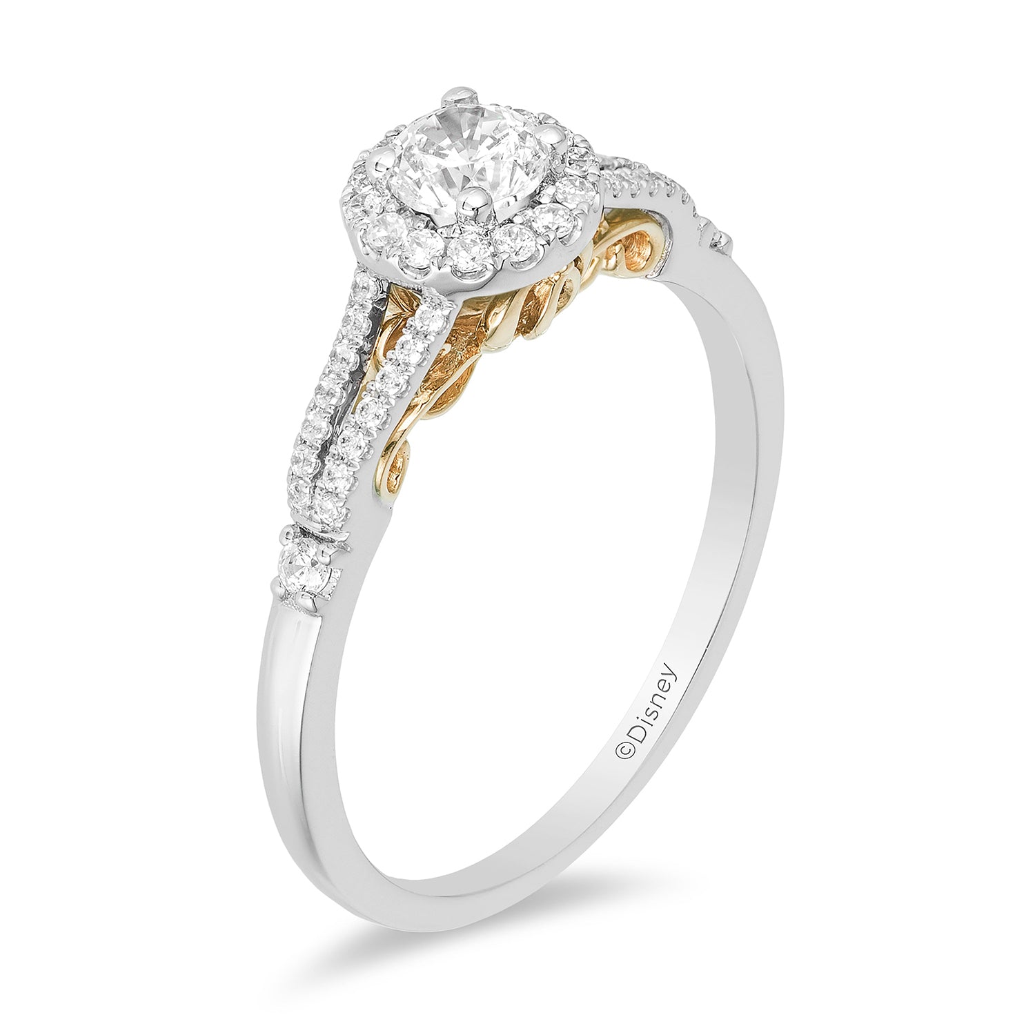 Disney Cinderella Inspired Diamond Engagement Ring 14K Yellow Gold 1/2 ...