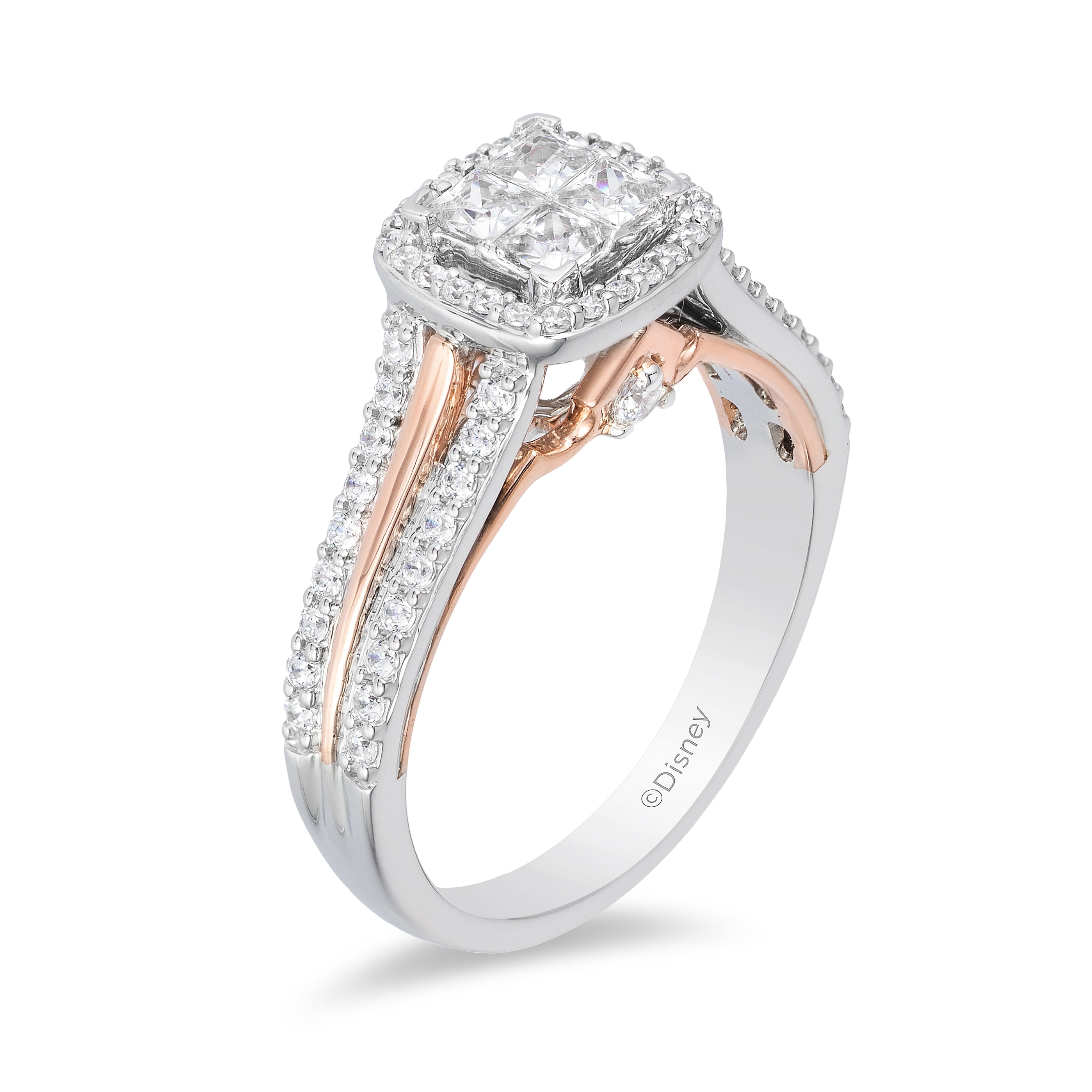 Disney Aurora Inspired Diamond Engagement Ring 14K White & Rose Gold 3/ ...