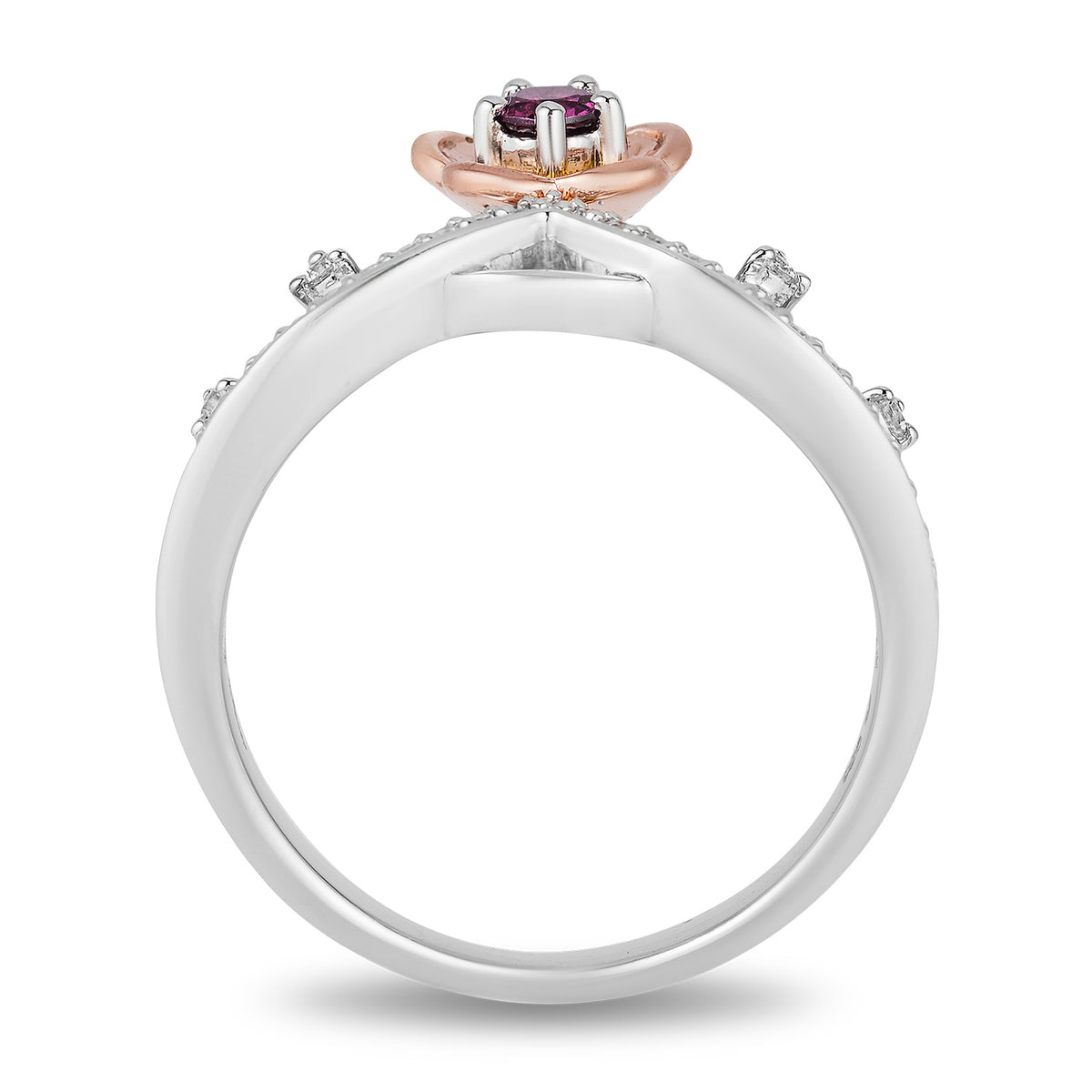 Disney Mulan Inspired Tiara Diamond Ring 1/7 CTTW with Rhodolite Garnet ...
