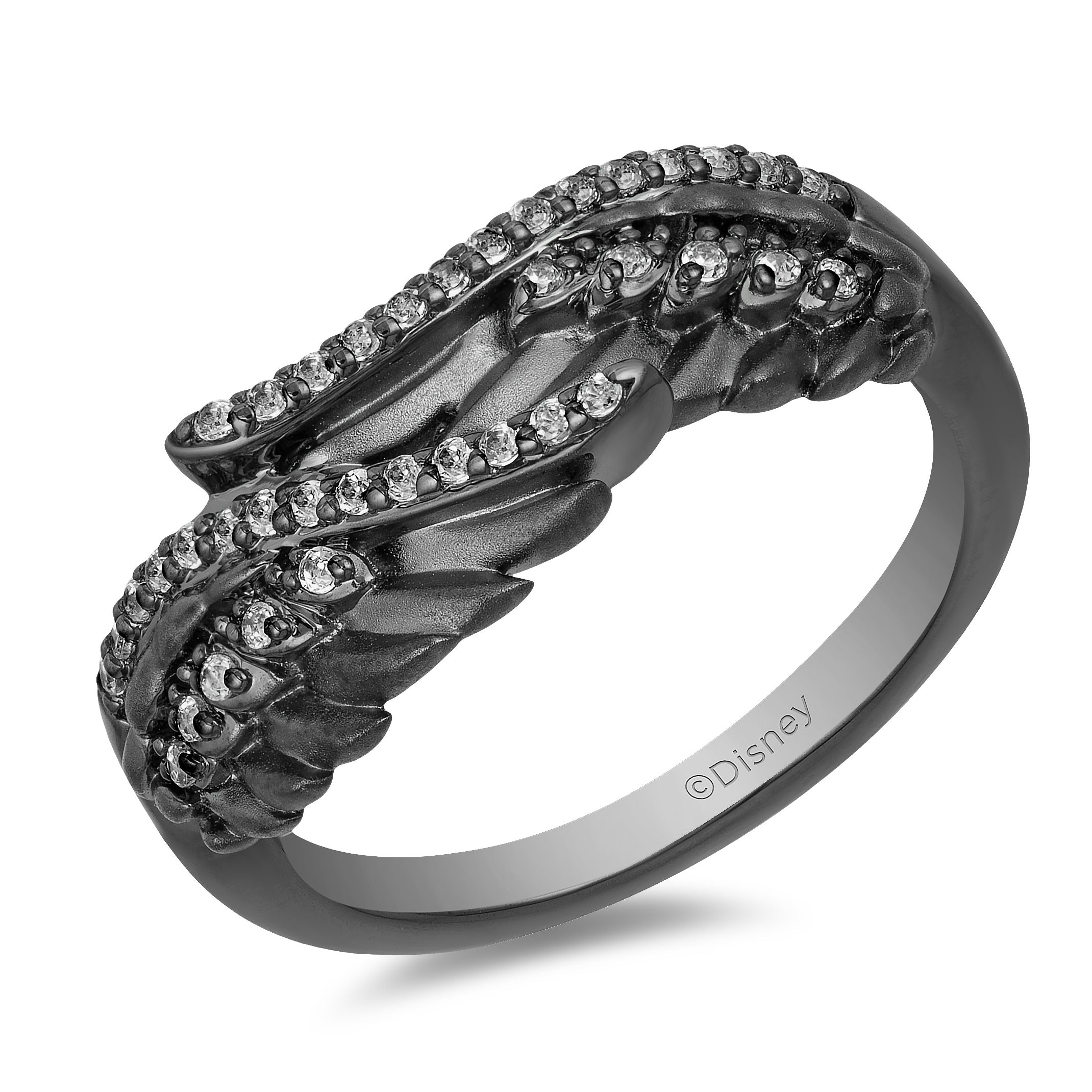 Disney Maleficent Inspired Ring Black Rhodium 1/6 CTTW | Enchanted ...