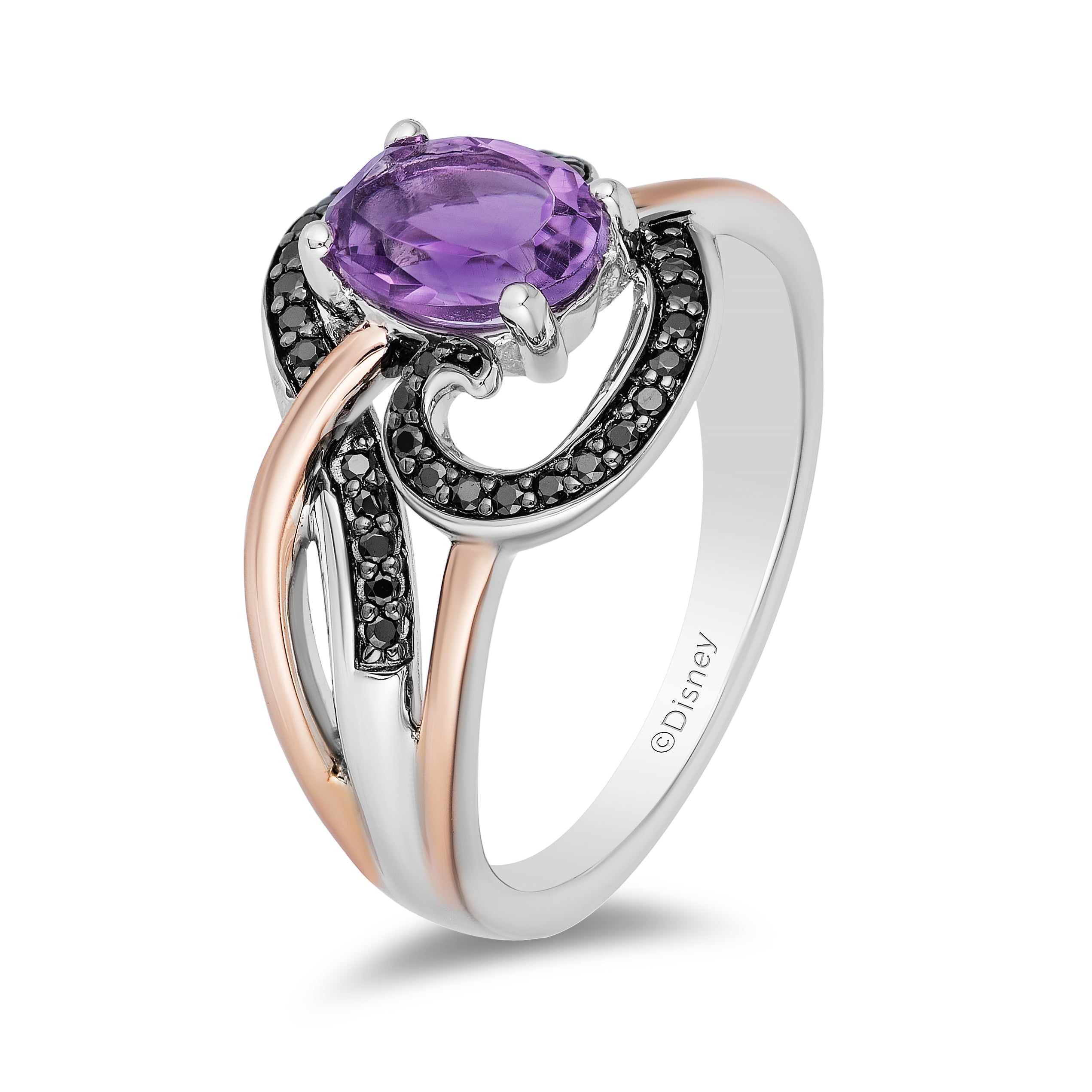 Disney Ursula Inspired Diamond, Amethyst & Black Rhodium Ring in 14K ...
