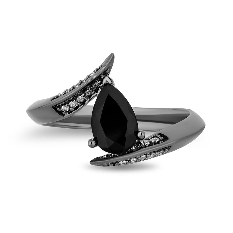 Disney Maleficent Inspired Diamond & Black Onyx Ring in Black Rhodium ...