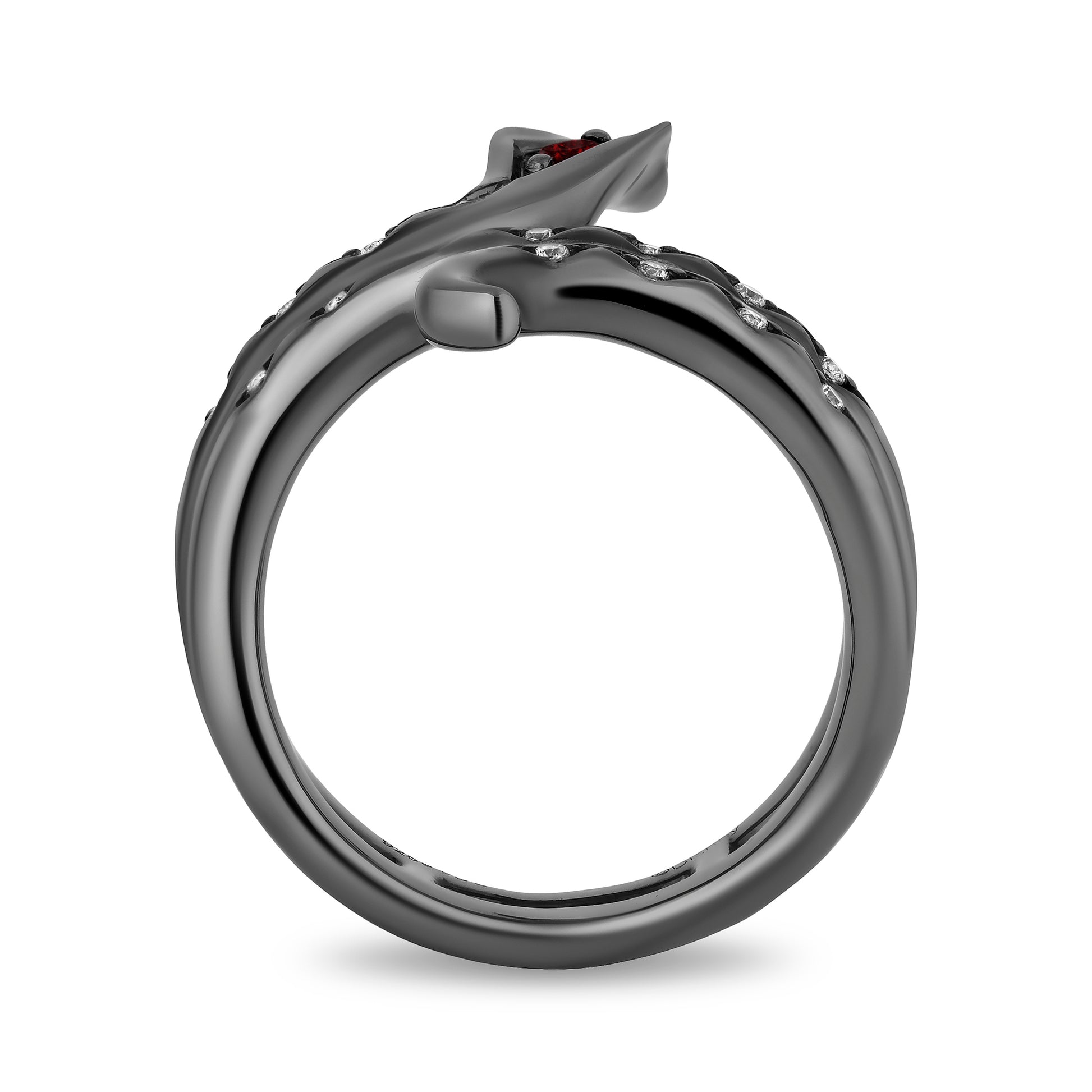 Disney Jafar Inspired Diamond & Red Garnet Ring in Black Rhodium Over ...