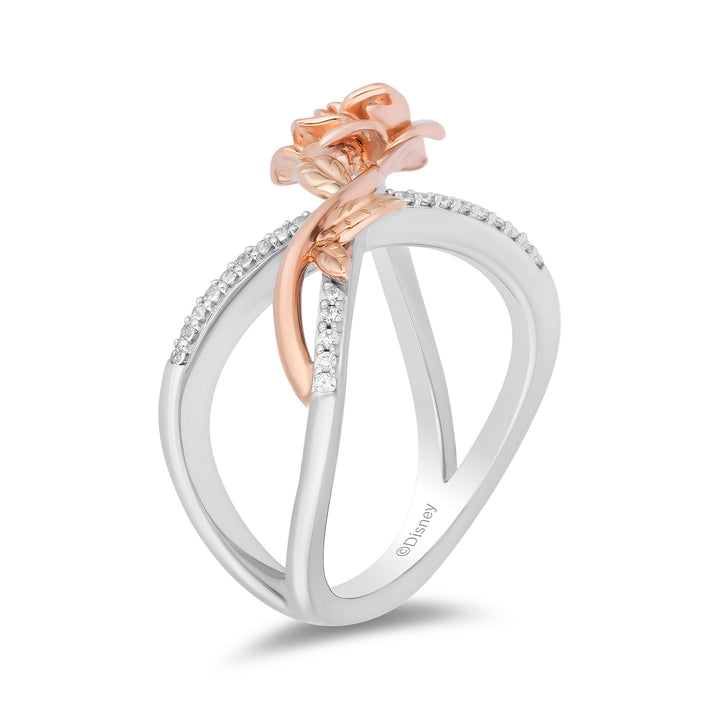 Disney Belle Inspired Diamond Ring in Sterling Silver and 10K Rose Gold ...