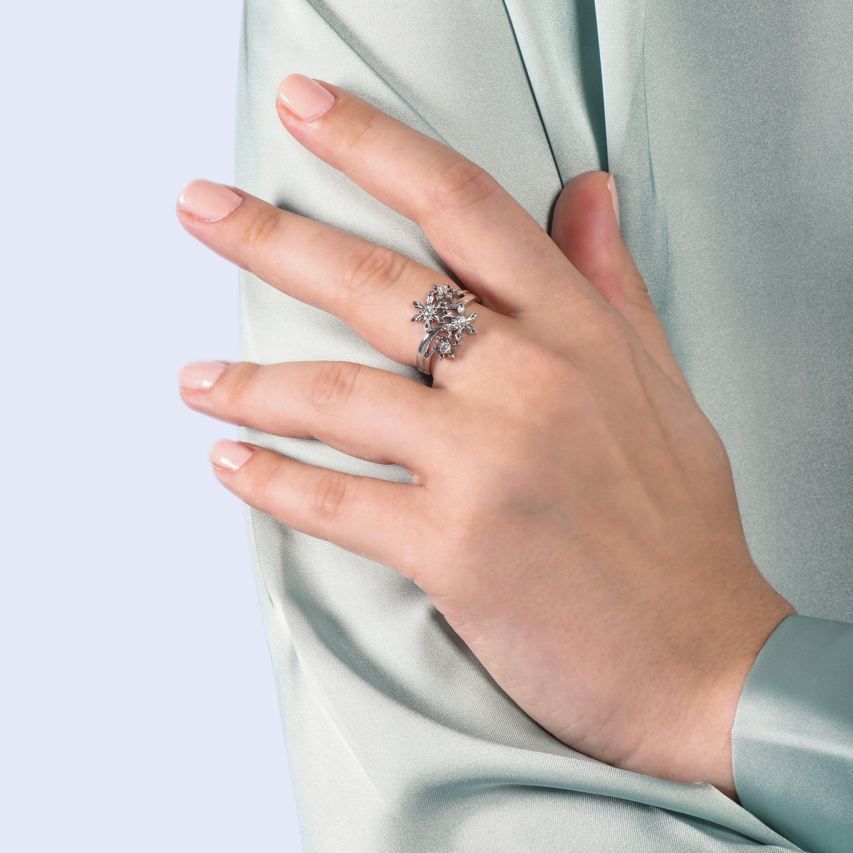 Disney Elsa Inspired Diamond Snowflake Diamond Ring in Sterling Silver ...