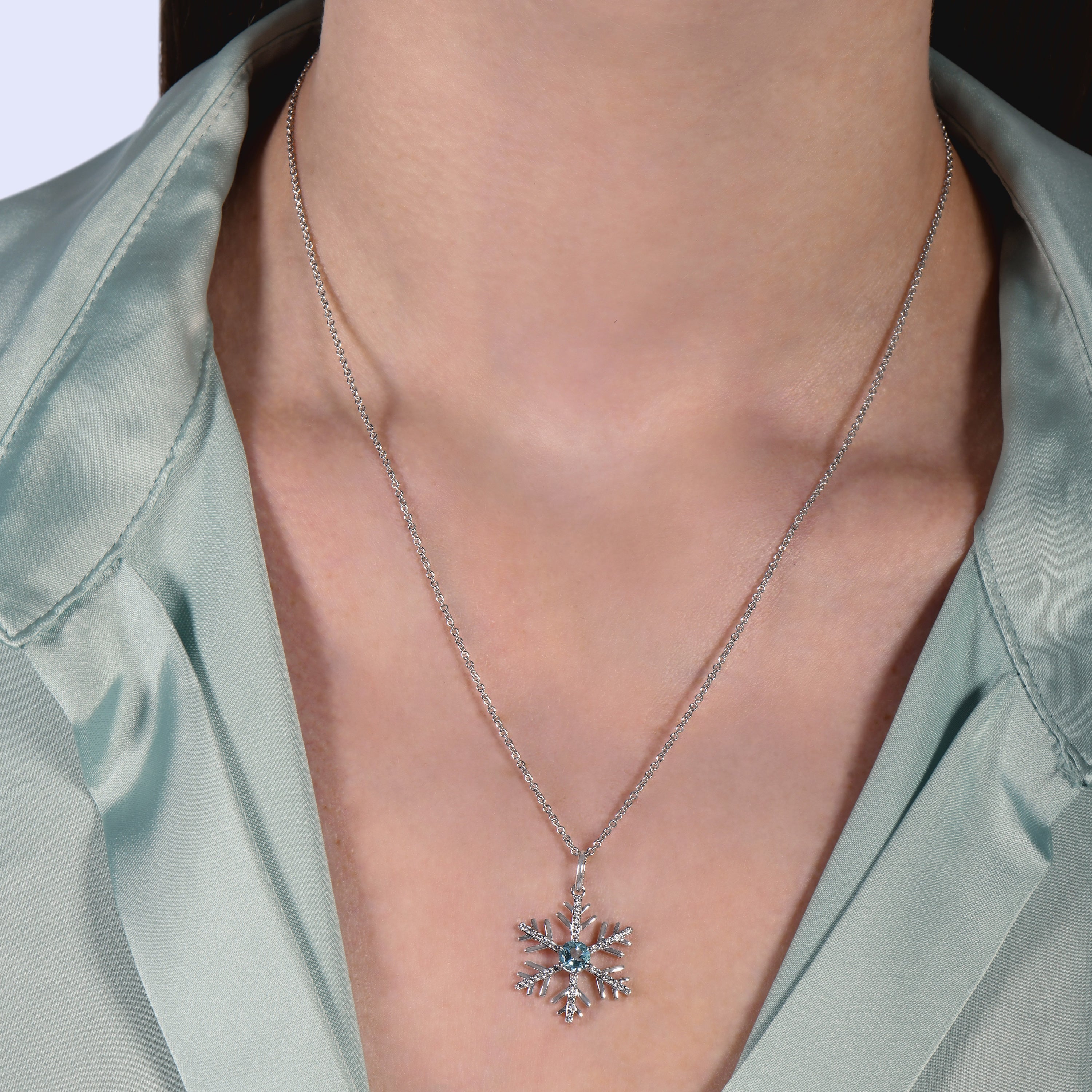 Blue Diamond Snowflake Necklace
