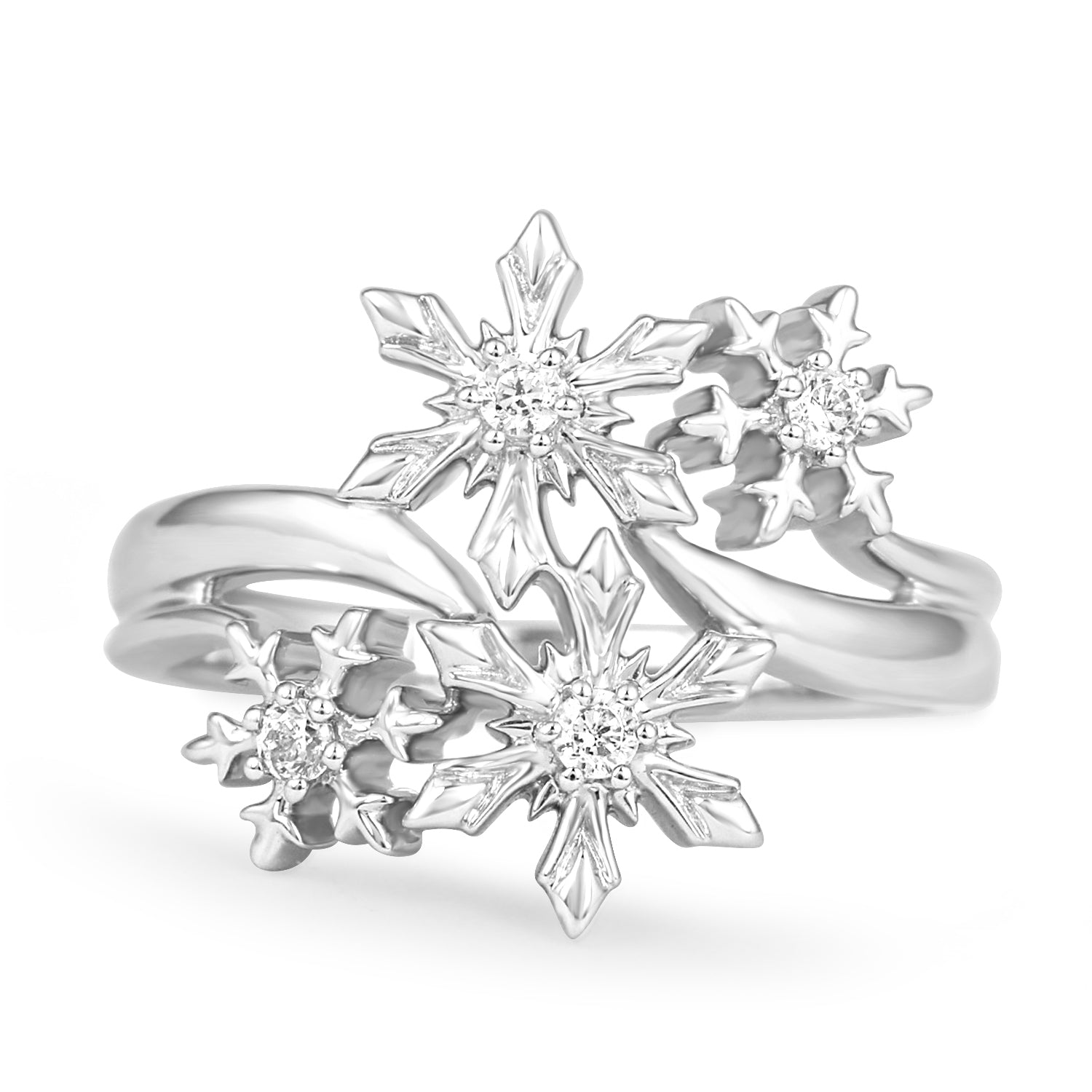 Disney Elsa Inspired Diamond Snowflake Diamond Ring in Sterling Silver ...