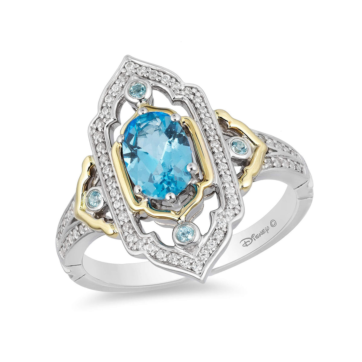 Disney Jasmine Inspired Diamond Ring with Swiss Blue Topaz | Enchanted ...