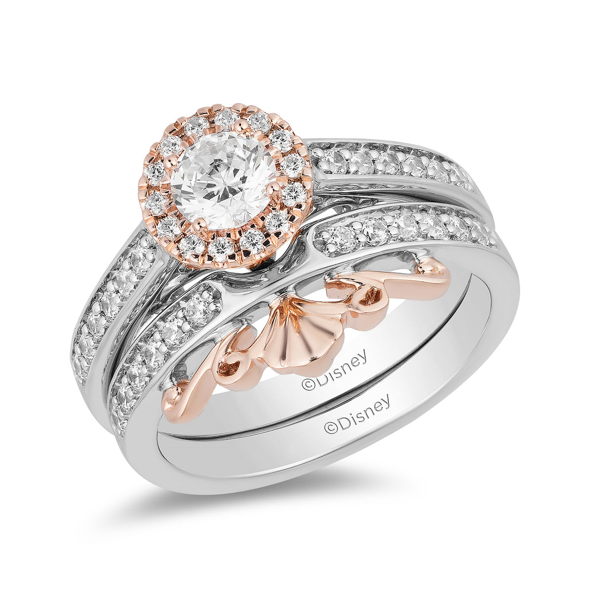 Disney Ariel Inspired Diamond Engagement Ring in 14K White Gold and ...