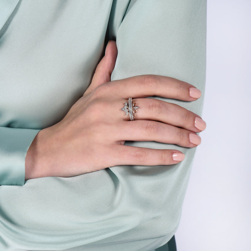 Disney Elsa Inspired Diamond Duo Stack Ring in Sterling Silver and 10K ...