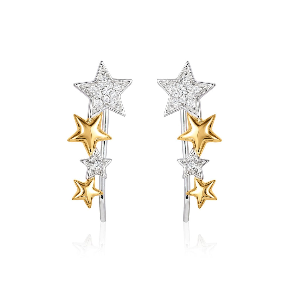 Disney Tinker Bell Inspired White Diamond Earrings in 14K Yellow Gold ...