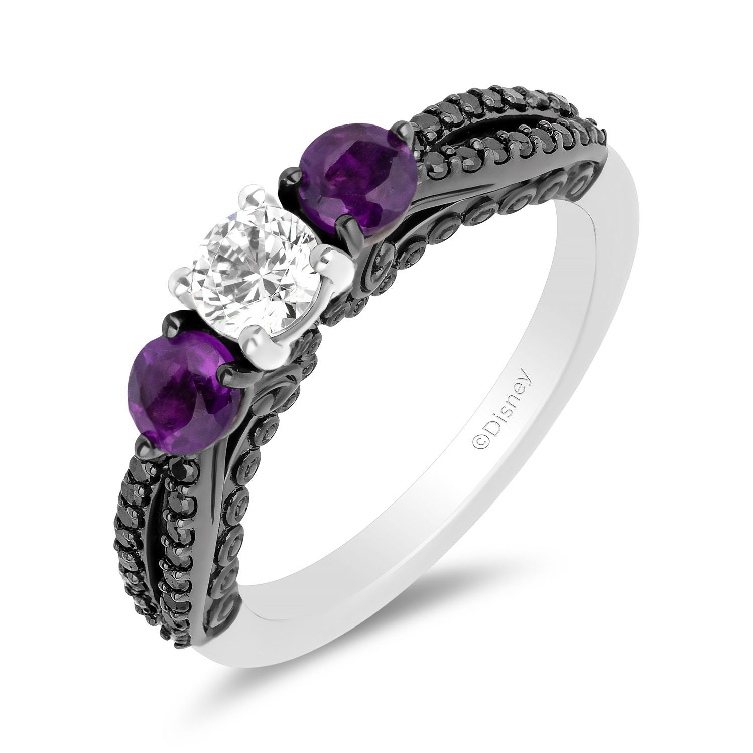 Black Gold Rings With Pink Stones